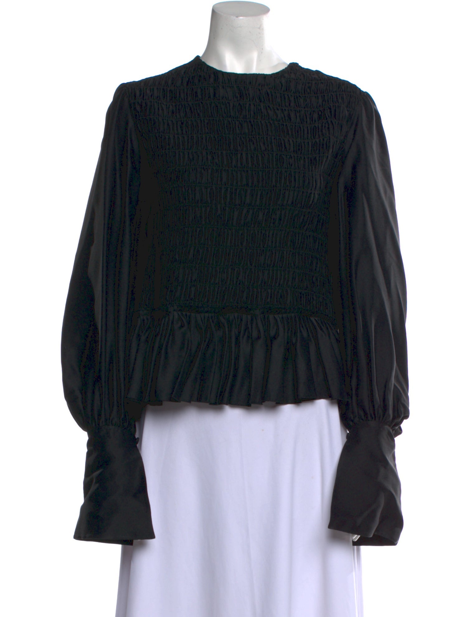 Khaite Crew Neck Long Sleeve Blouse - Black Tops, Clothing - KHAIT50584 ...