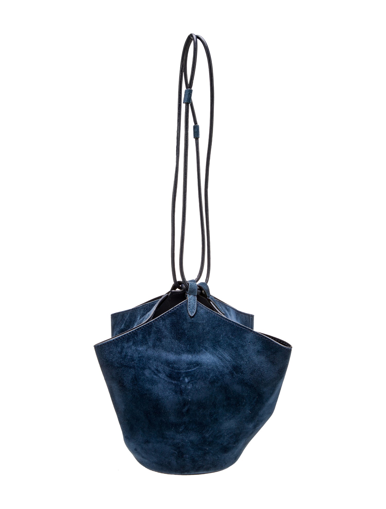 Khaite Suede Leather-Trimmed Bucket Bag - Blue Bucket Bags, Handbags ...