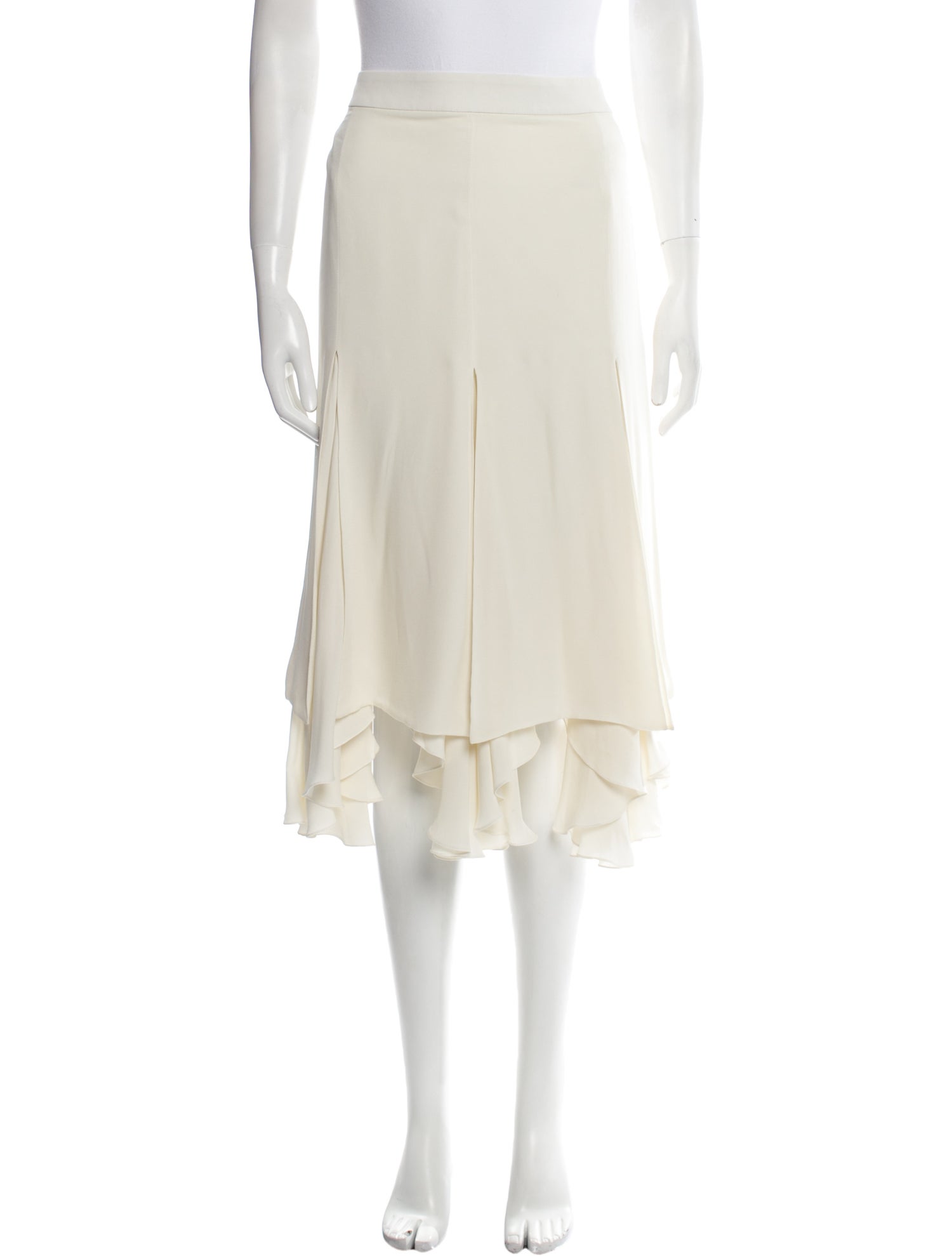 Khaite Ruffle Embellishment Midi Length Skirt - Neutrals Skirts ...