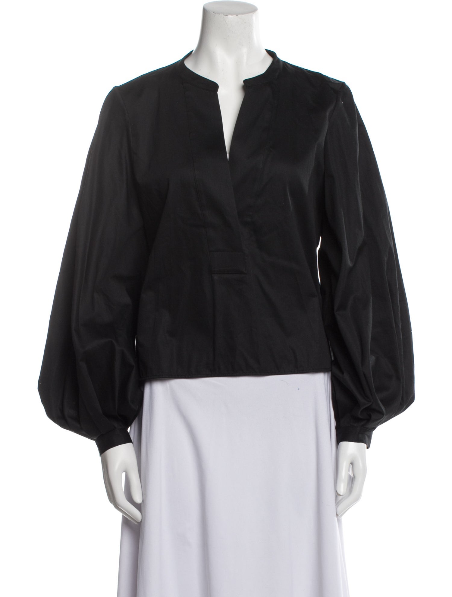 Khaite V-Neck Long Sleeve Blouse - Black Tops, Clothing - KHAIT68114 ...