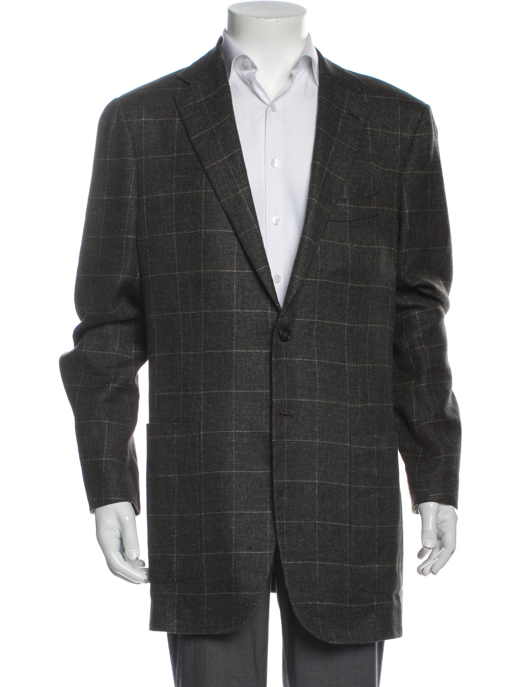 Kiton Plaid Print Blazer - Grey Suiting, Clothing - KIT39345 | The RealReal