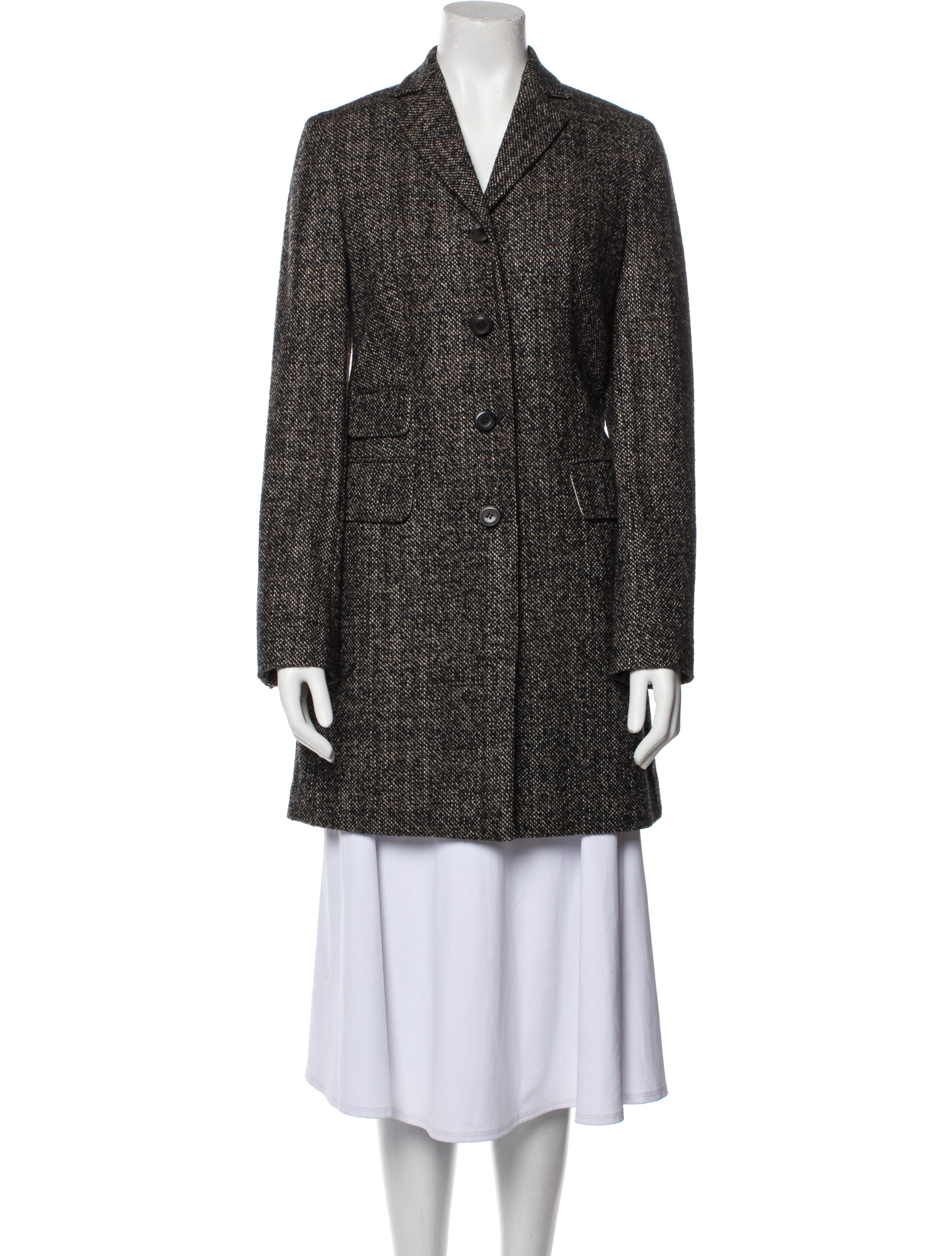 Christian Dior Virgin Wool Tweed Pattern Coat - Black Coats, Clothing ...