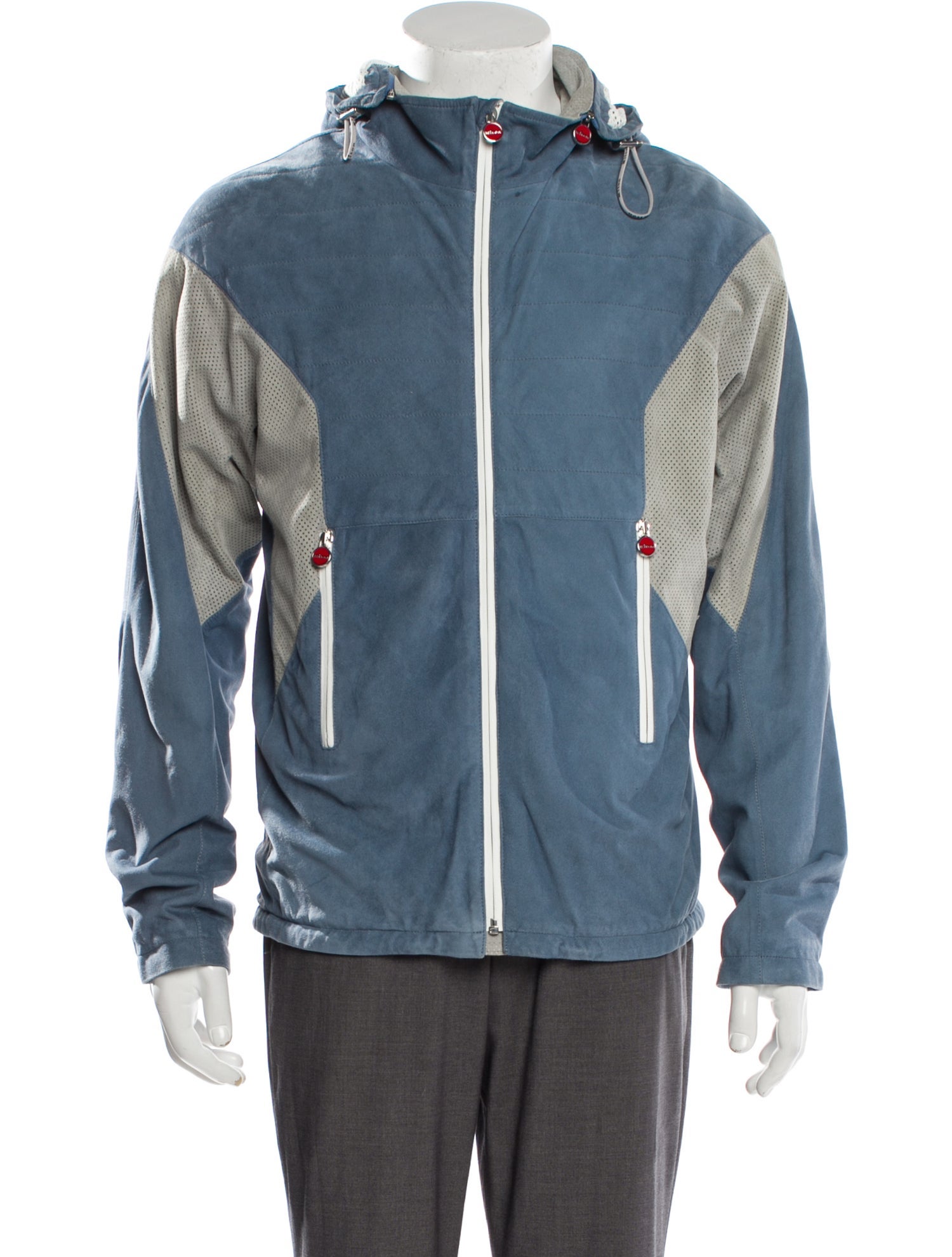 Kiton Lambskin Colorblock Pattern Windbreaker - Blue Outerwear ...