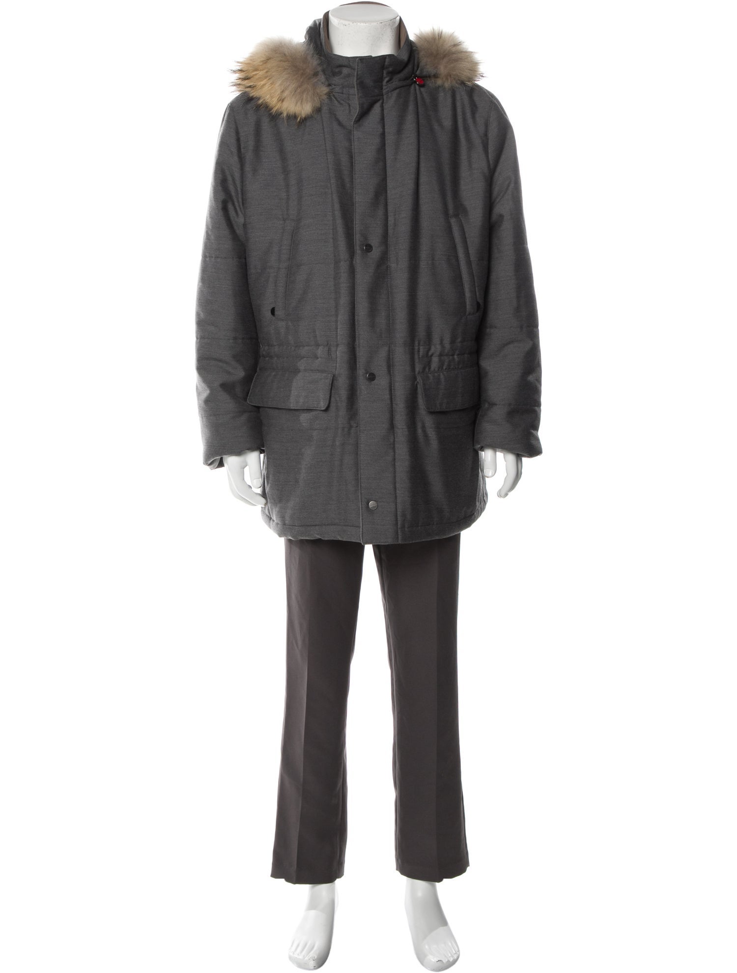 Kiton Cashmere Animal Print Parka - Grey Outerwear, Clothing - KIT45822 ...