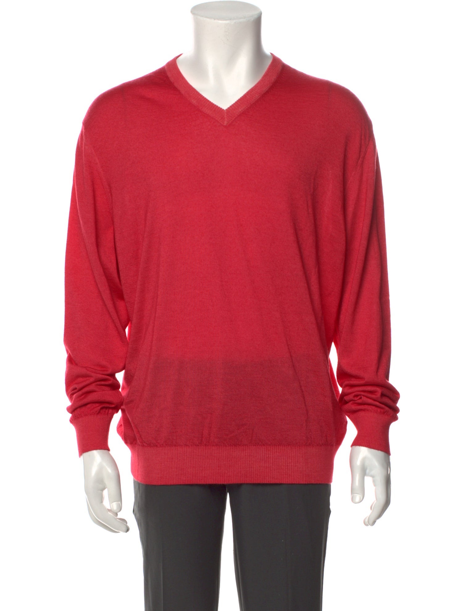 Kiton Cashmere V-Neck Pullover - Red Sweaters, Clothing - KIT46454 ...