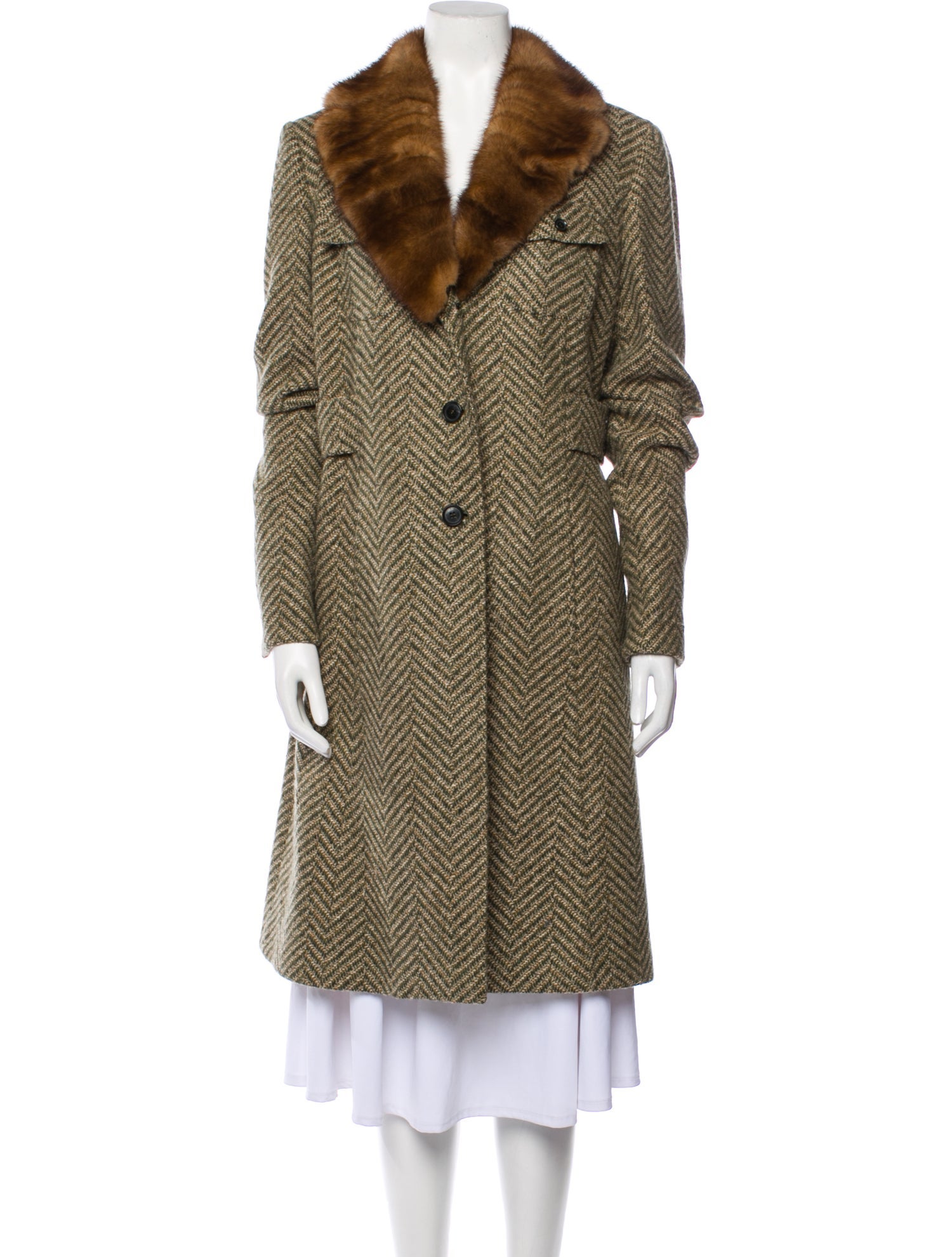 Kiton Striped Faux Fur Coat - Green Coats, Clothing - KIT48089 | The ...