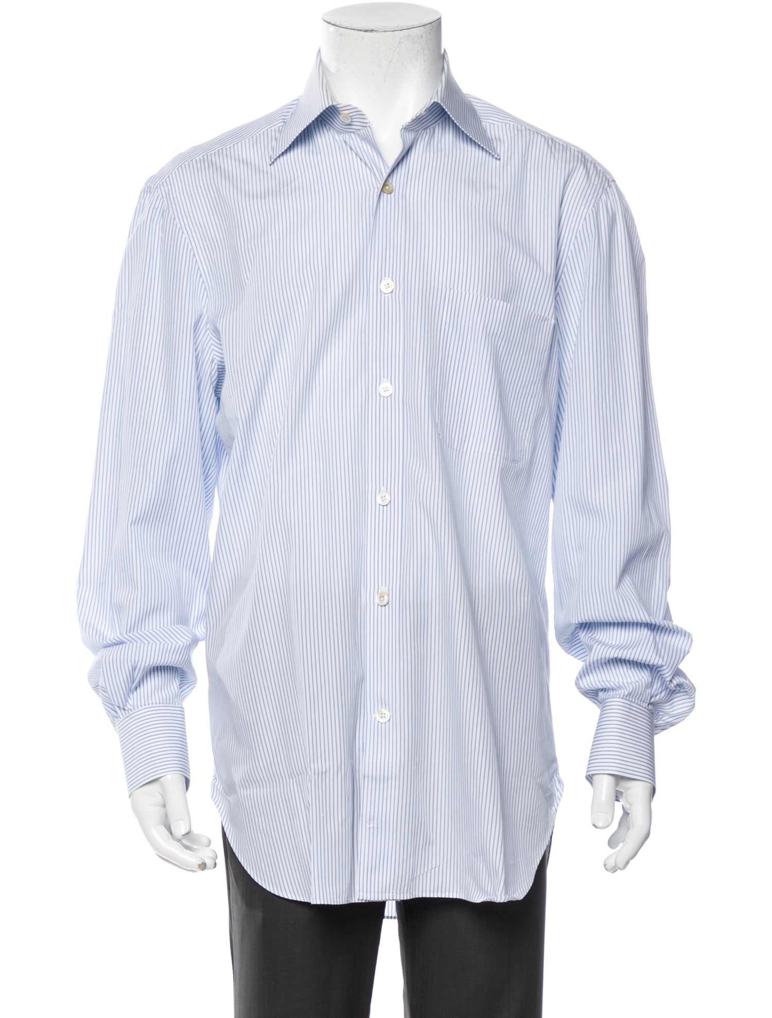 Kiton Striped Long Sleeve Dress Shirt - Blue Dress Shirts, Clothing ...