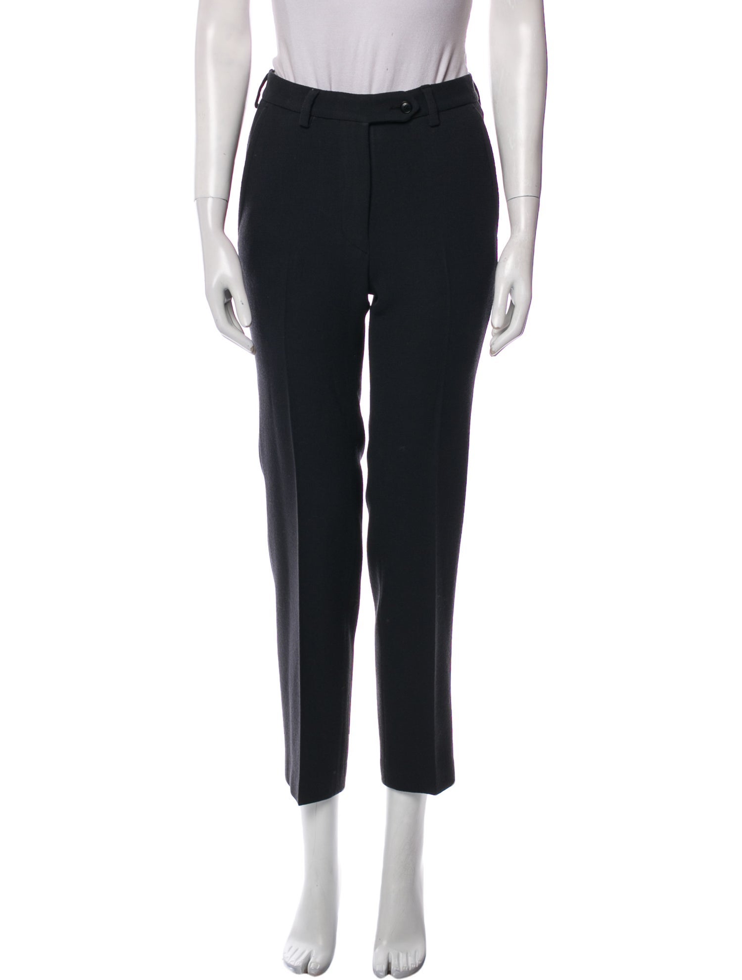 Kiton Wool Straight Leg Pants - Black, 9.75" Rise Pants, Clothing ...