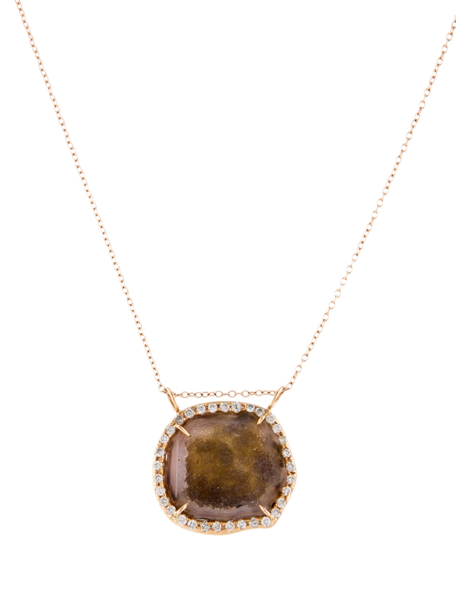 Kimberly McDonald 18K Diamond & Druzy Pendant w/14K Chain Necklace ...
