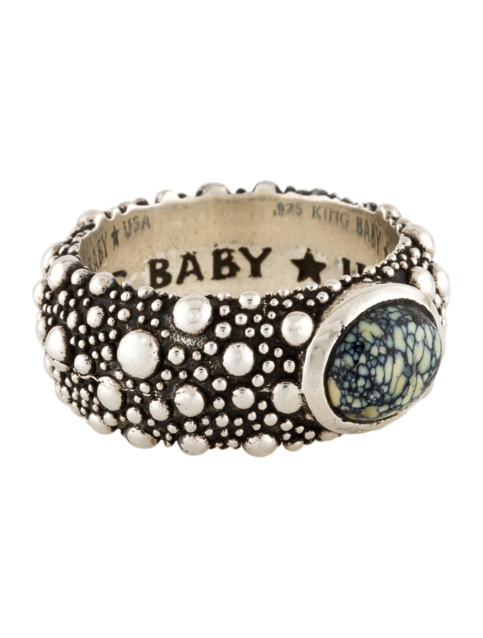King Baby Studio Spotted Turquoise Stingray Texture Ring - Sterling ...