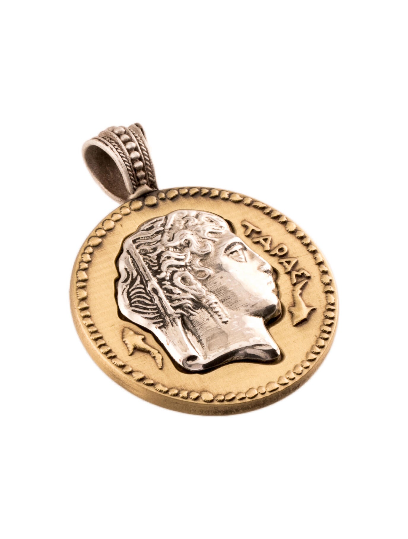 Konstantino Two-Tone Greek Medallion Pendant - Gold-Tone Metal Pendant ...