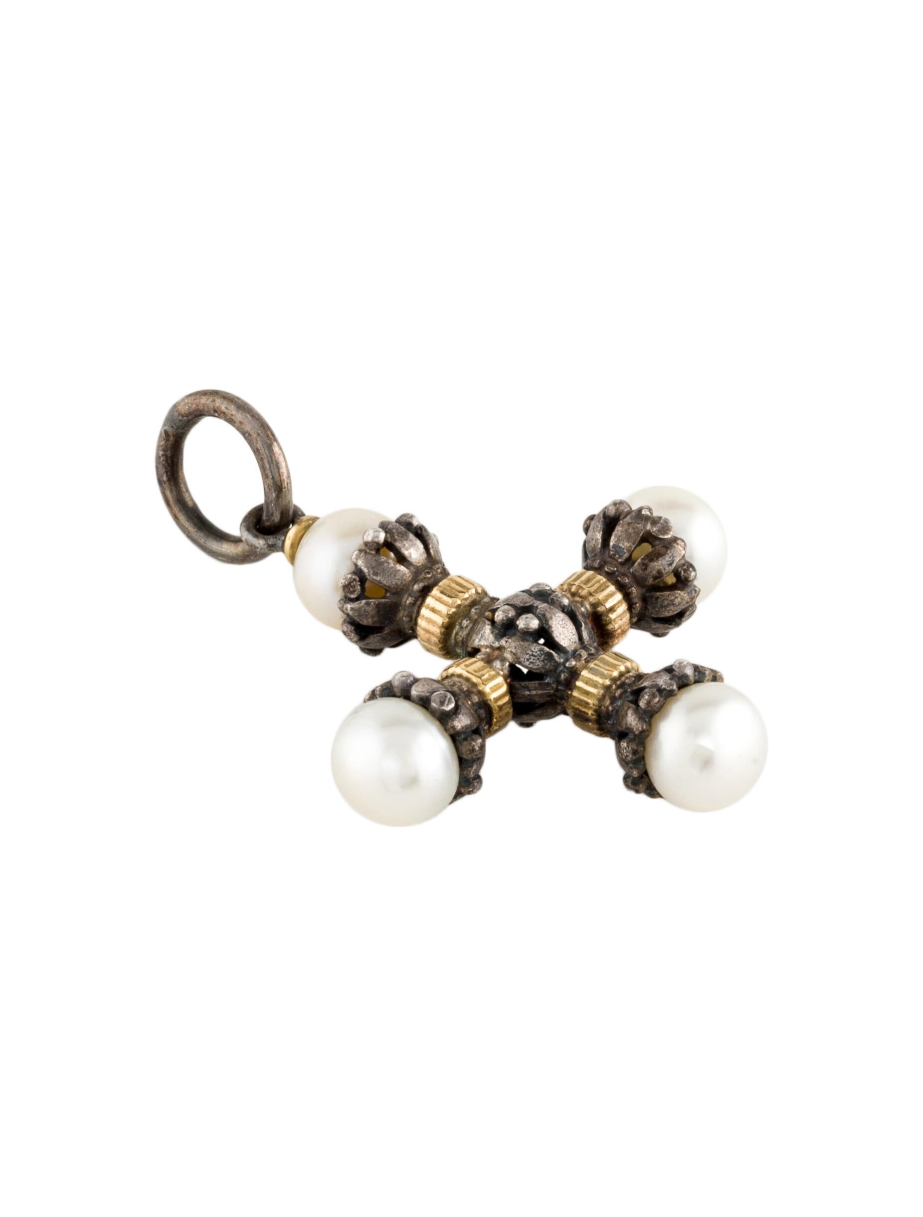Konstantino Two-Tone Pearl Maltese Cross Pendant - Pendant Necklace ...