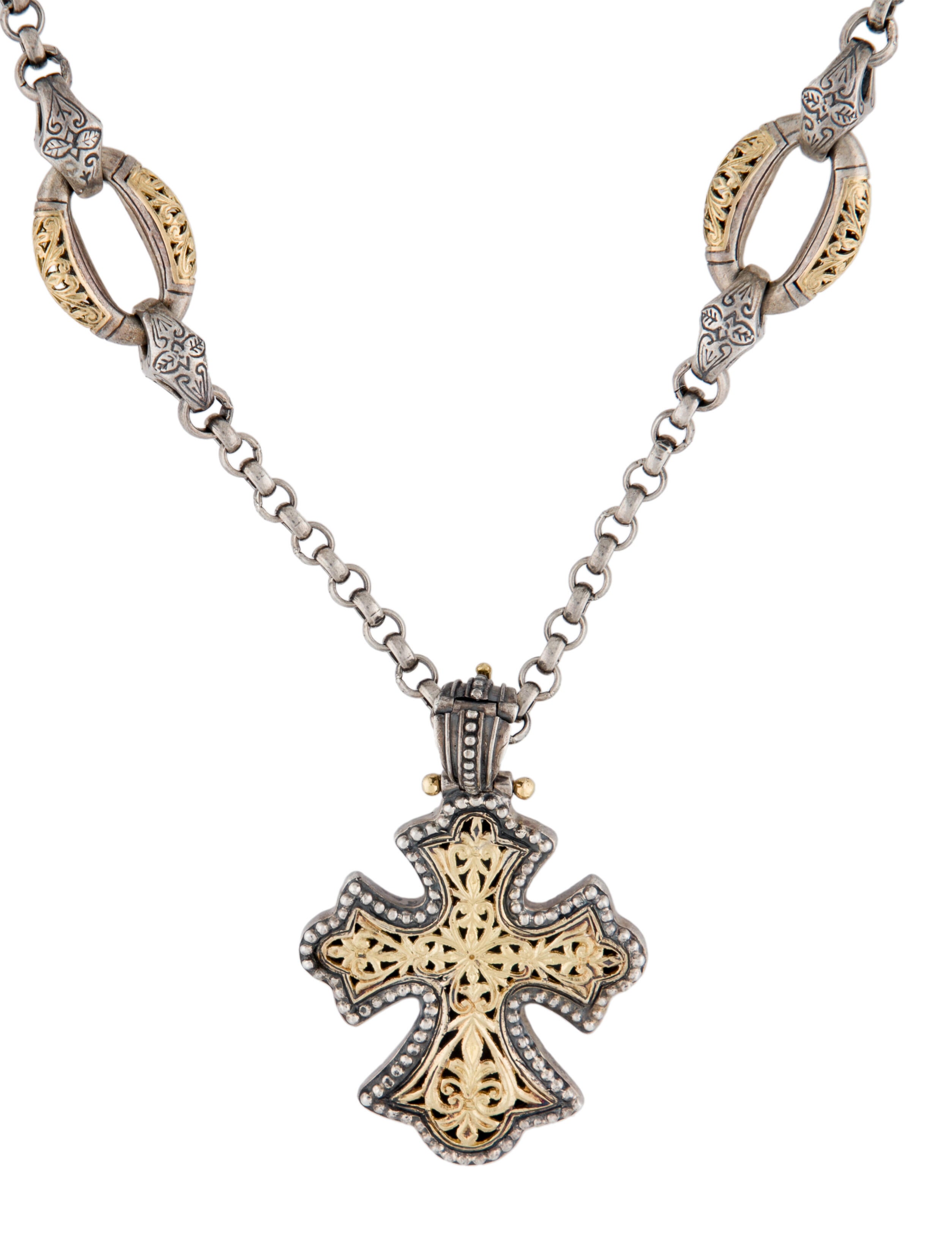 Konstantino Flared Cross Pendant Necklace w/ Daphne Chain Necklace ...