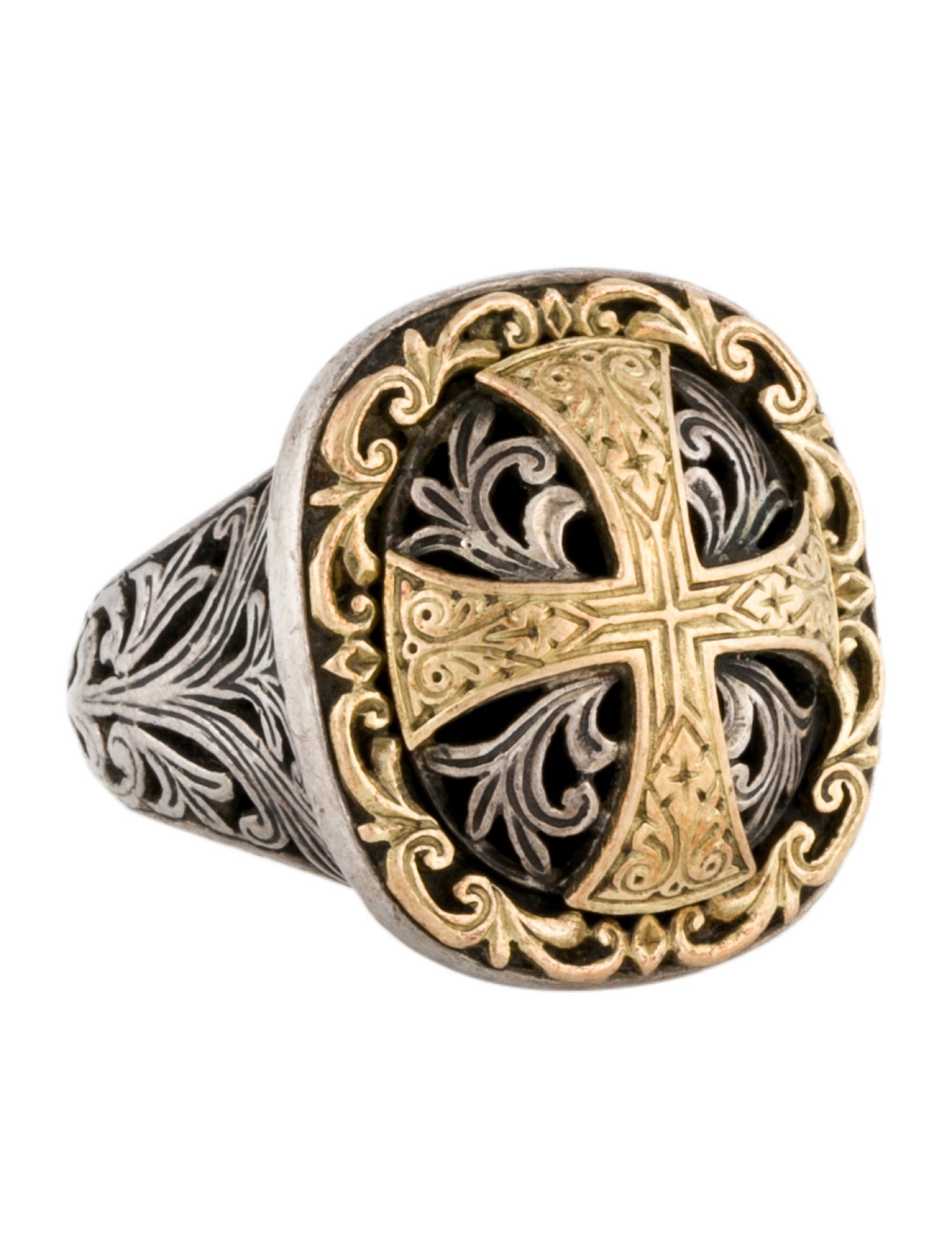 Konstantino Two-Tone Cross Cocktail Ring - 18K Yellow Gold Cocktail ...