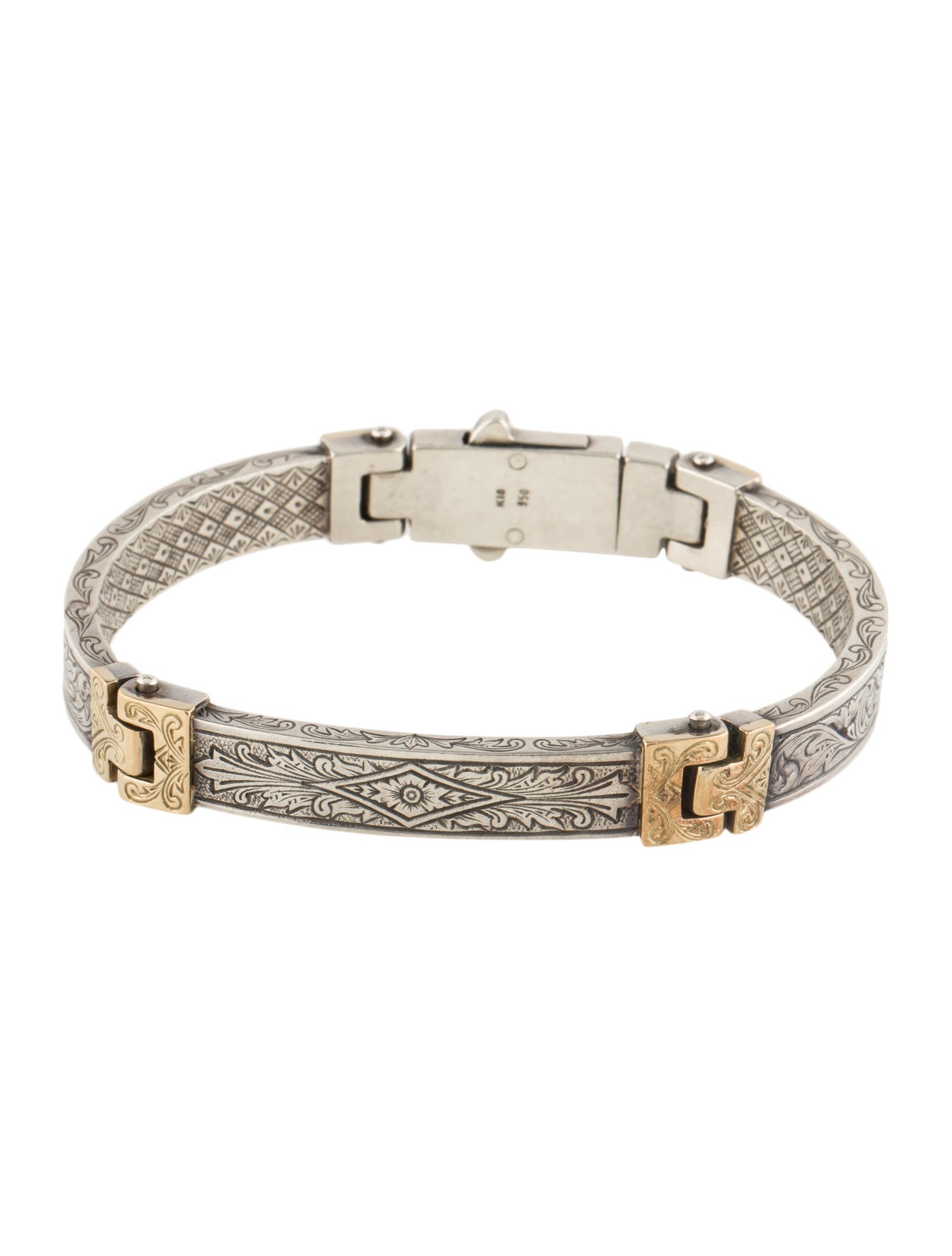 Konstantino Two-Tone Engraved Bangle Bracelet - 18K Yellow Gold Bangle ...