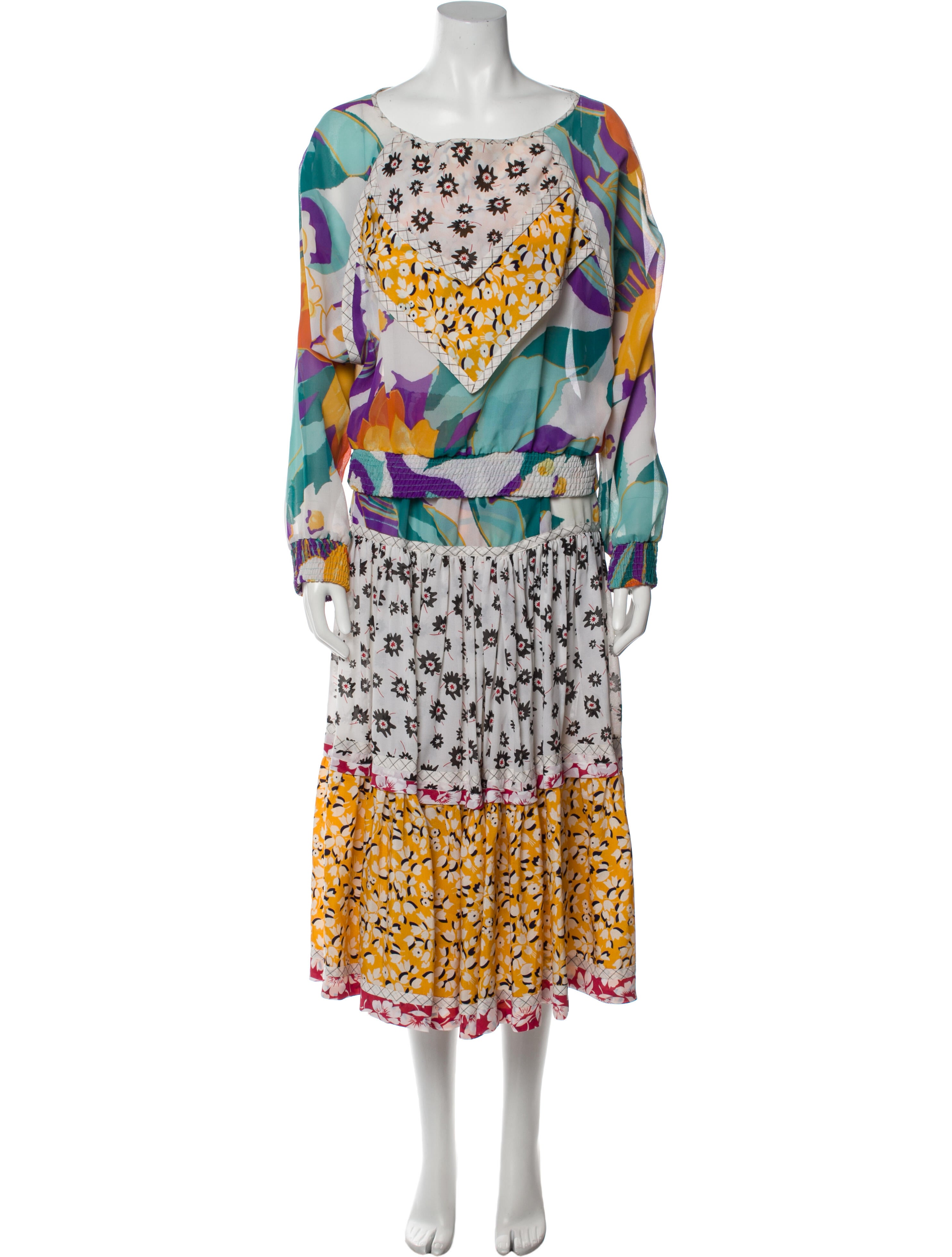 Koos Van Den Akker Vintage Floral Print Dress Set - Orange Suits and ...