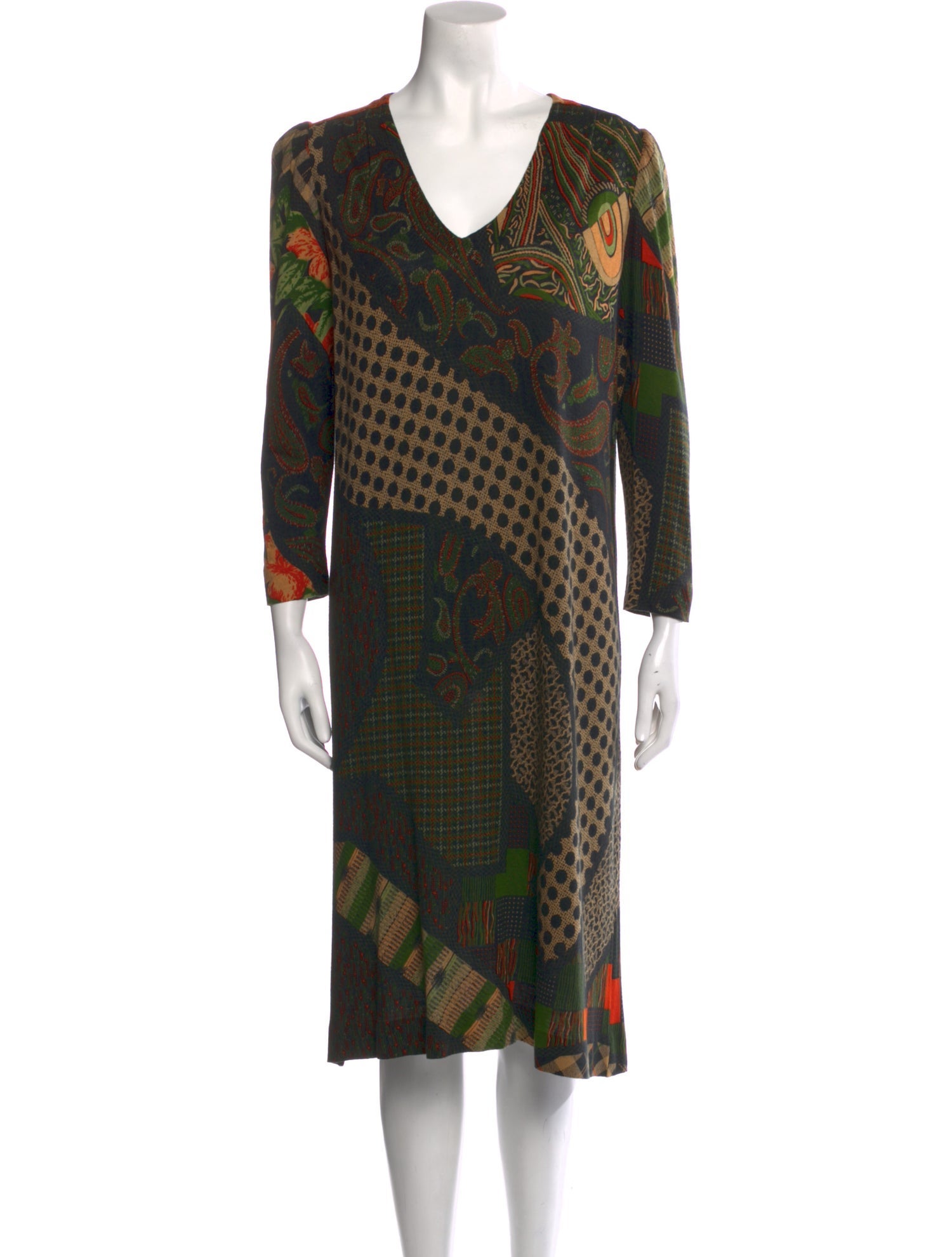 Koos Van Den Akker Printed Midi Length Dress - Black Dresses, Clothing ...