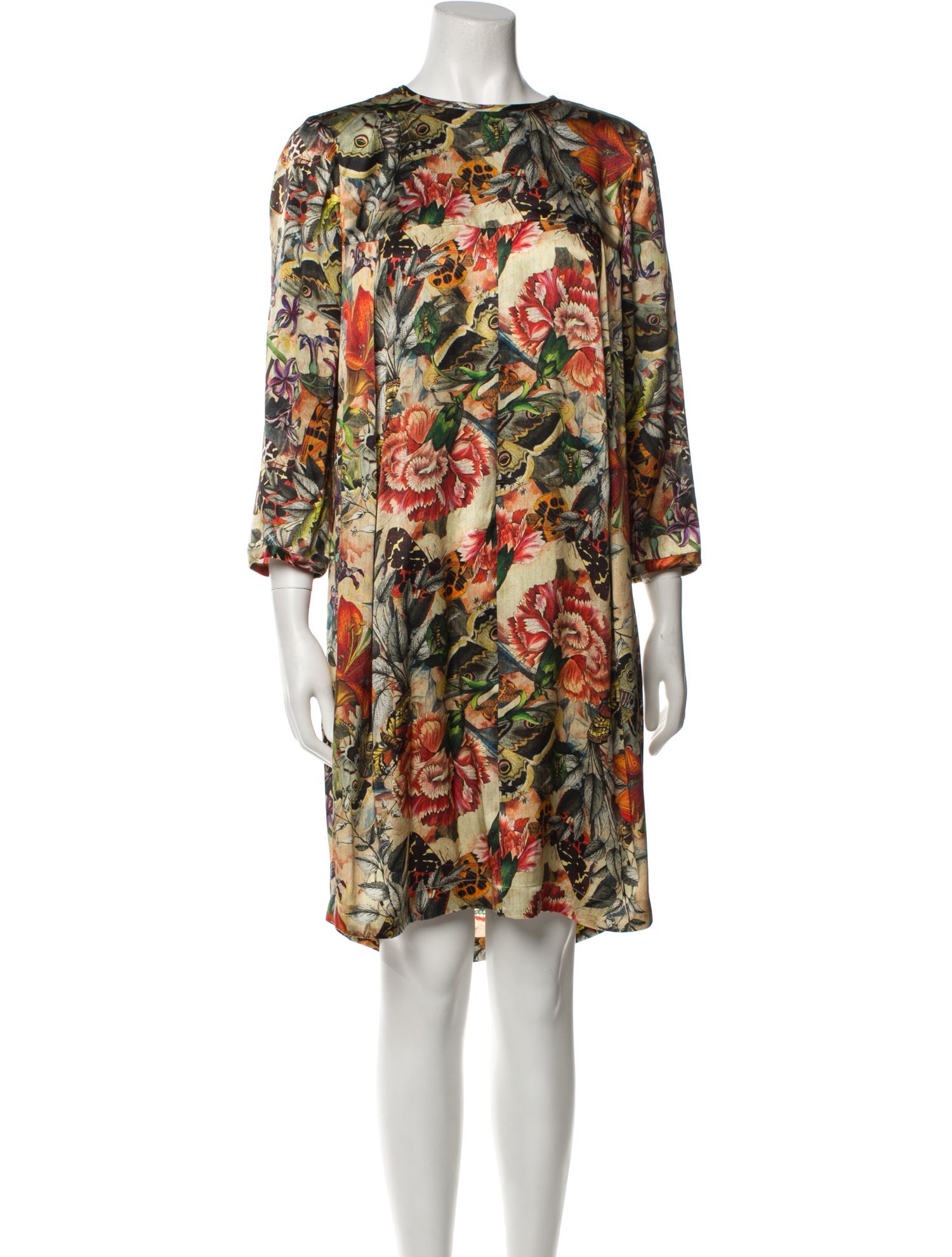 Koos Van Den Akker Floral Print Knee Length Dress Neutrals Dresses Clothing Koosc20931