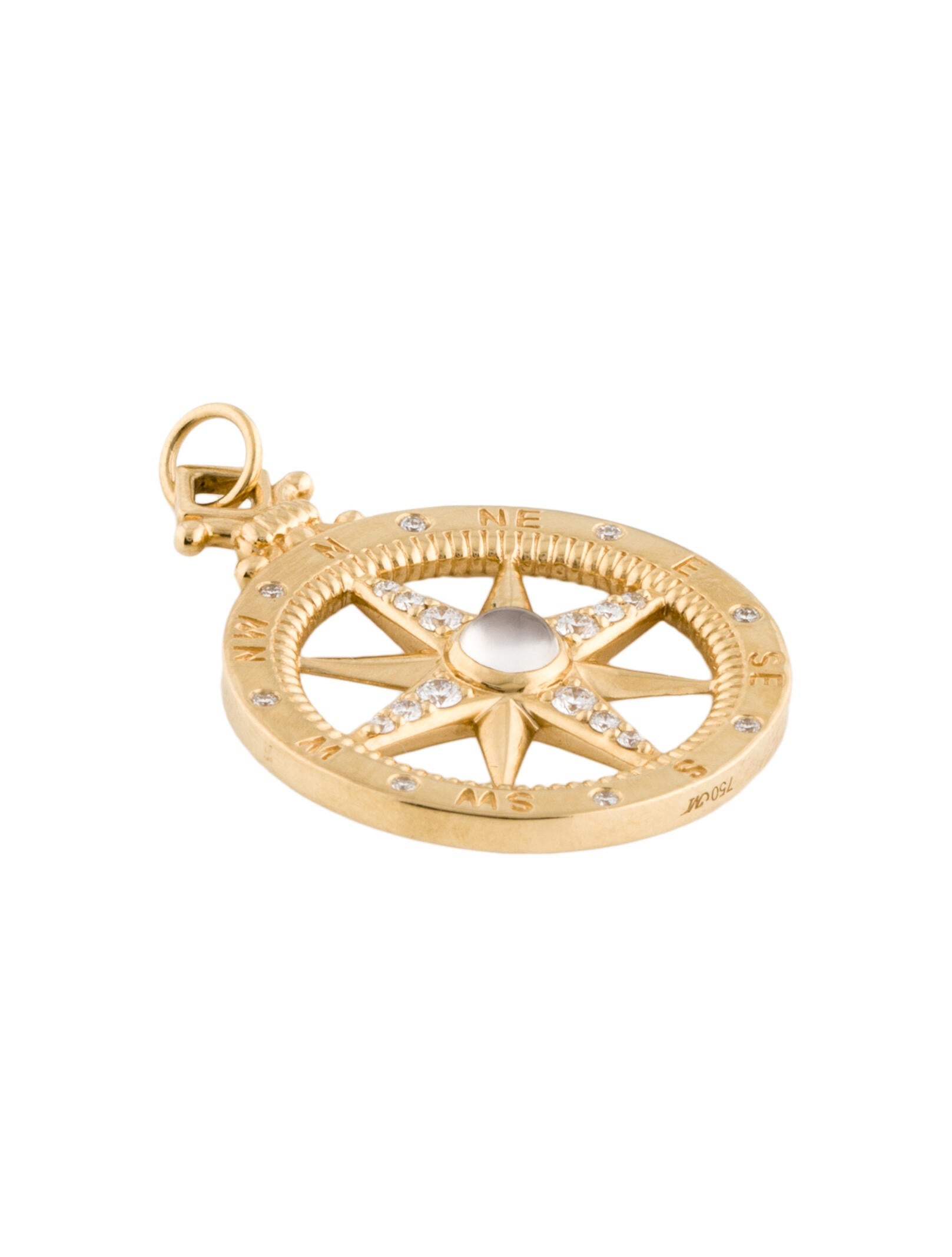 Monica Rich Kosann 18K Moonstone & Diamond Adventure Compass Pendant ...