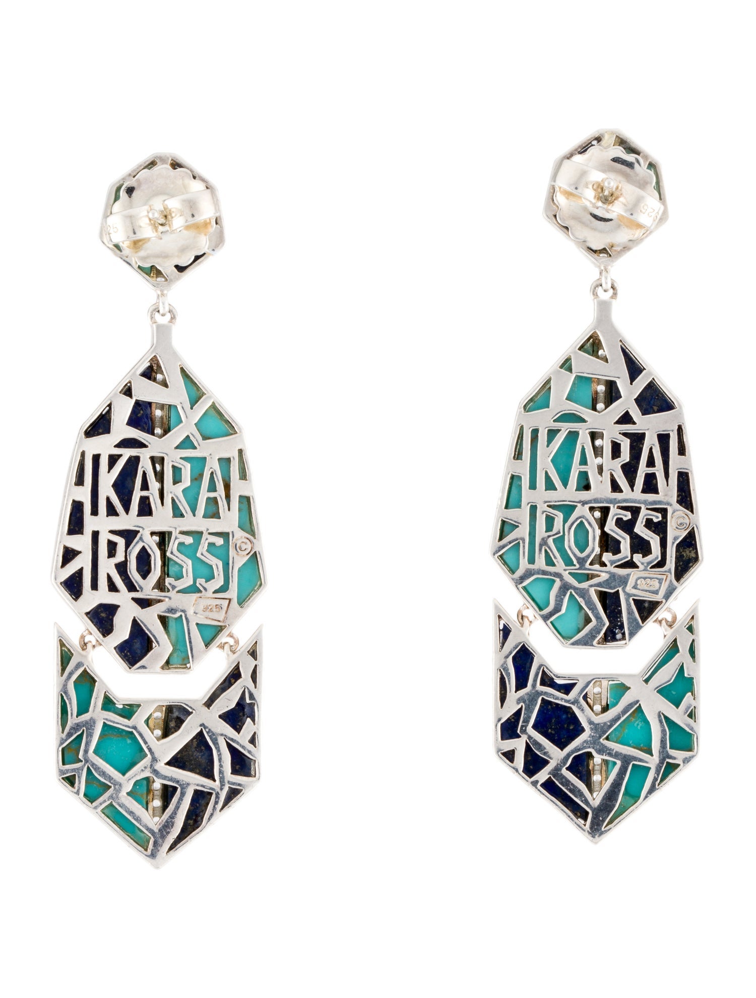 Kara Ross Lapis Lazuli & Sapphire Drop Earrings - Sterling Silver Drop ...