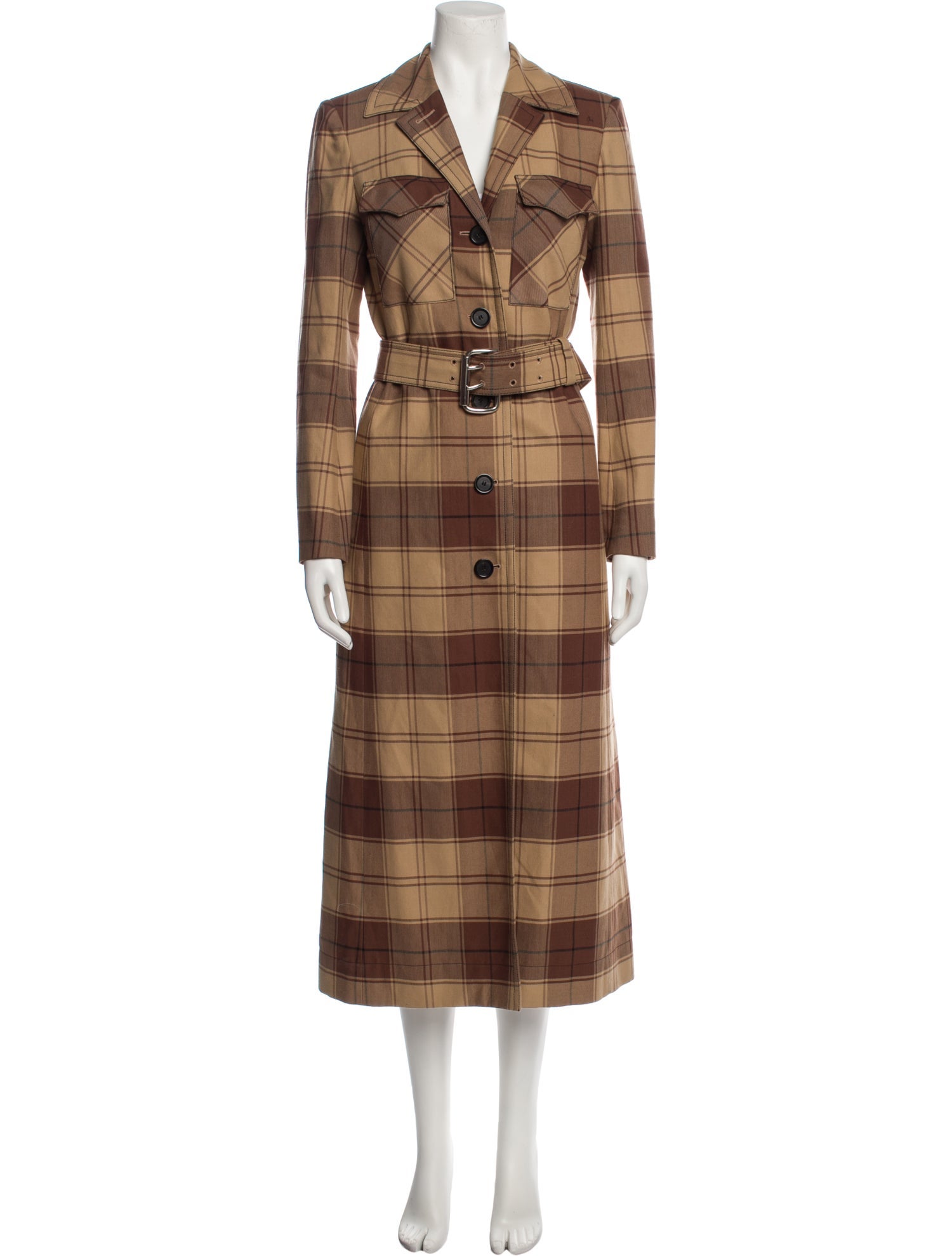 Kwaidan Editions Plaid Print Trench Coat - Brown Coats, Clothing ...