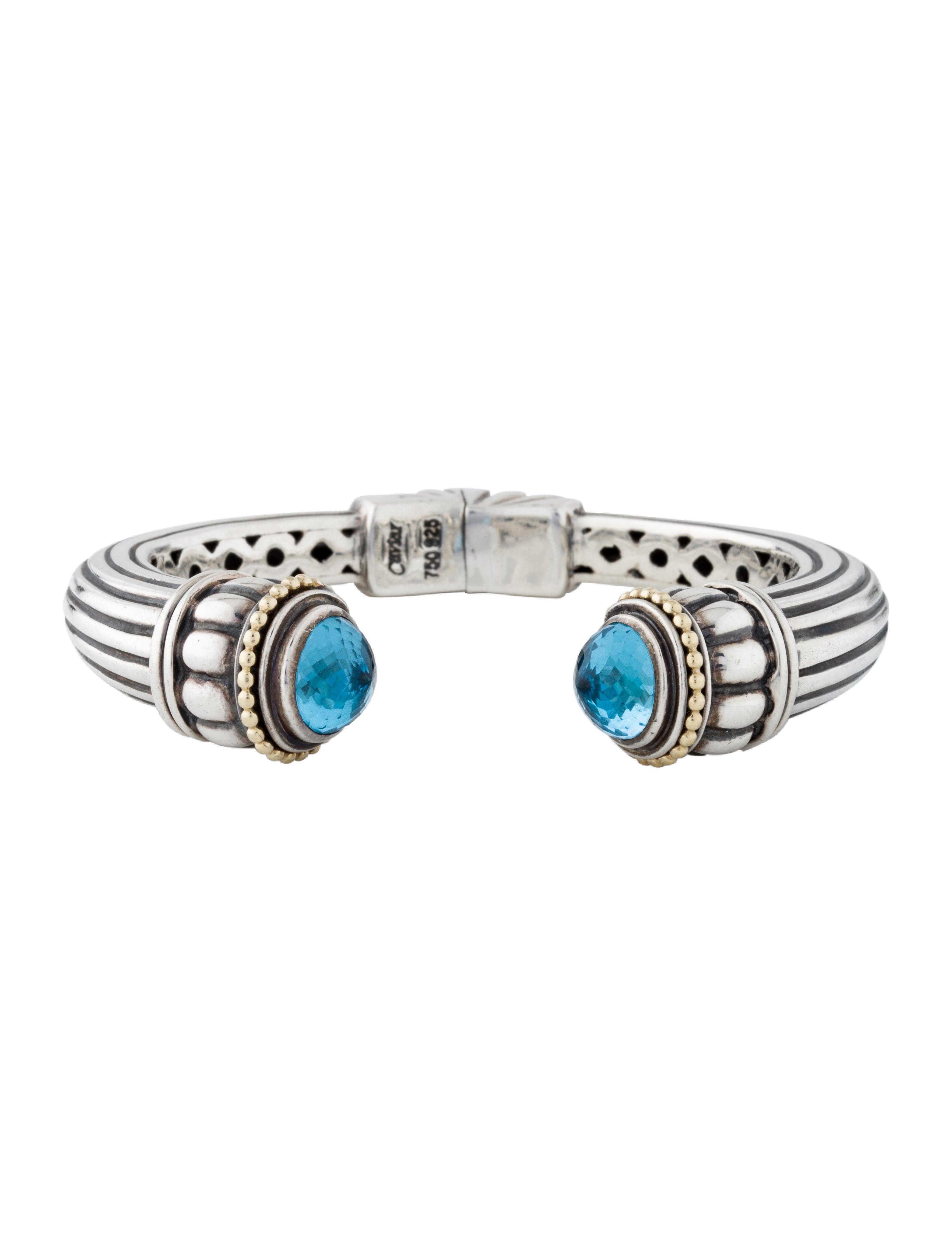 Lagos Blue Topaz Caviar Cuff - 18K Yellow Gold Cuff, Bracelets | The ...