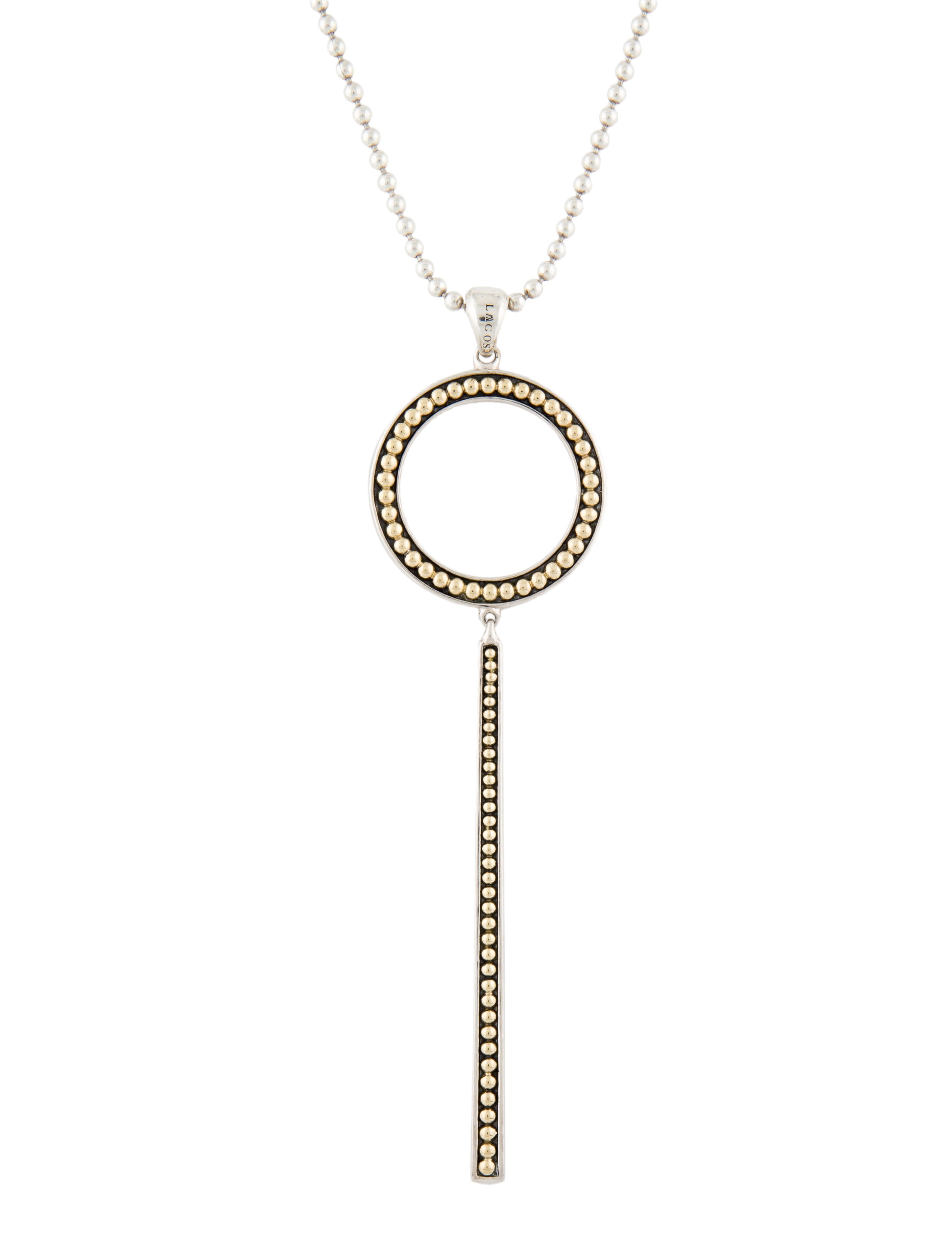 Lagos Two-Tone Enso Circle & Linear Pendant Necklace - Sterling Silver ...