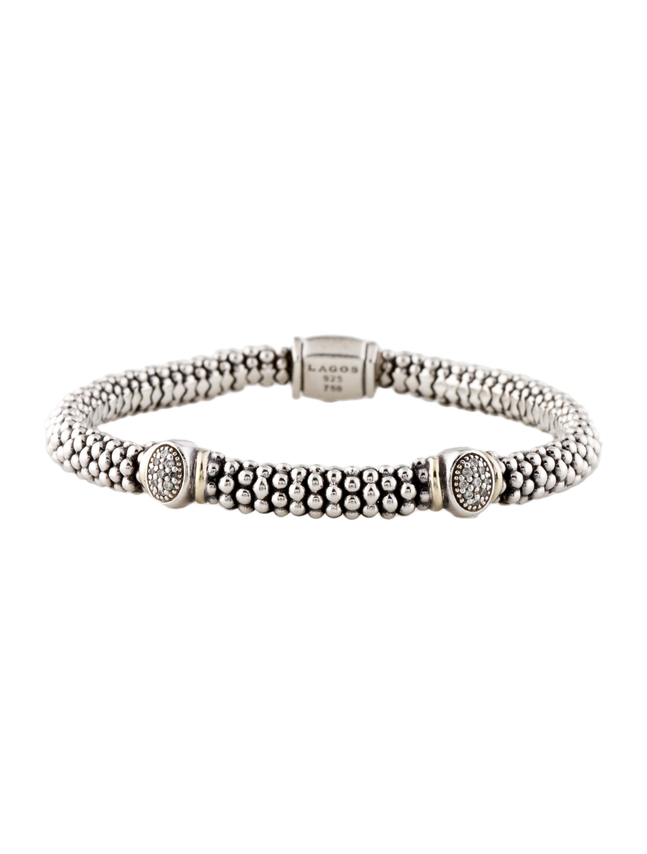 Lagos Diamond Two-Tone Single Station X Bracelet - 18K Yellow Gold ...