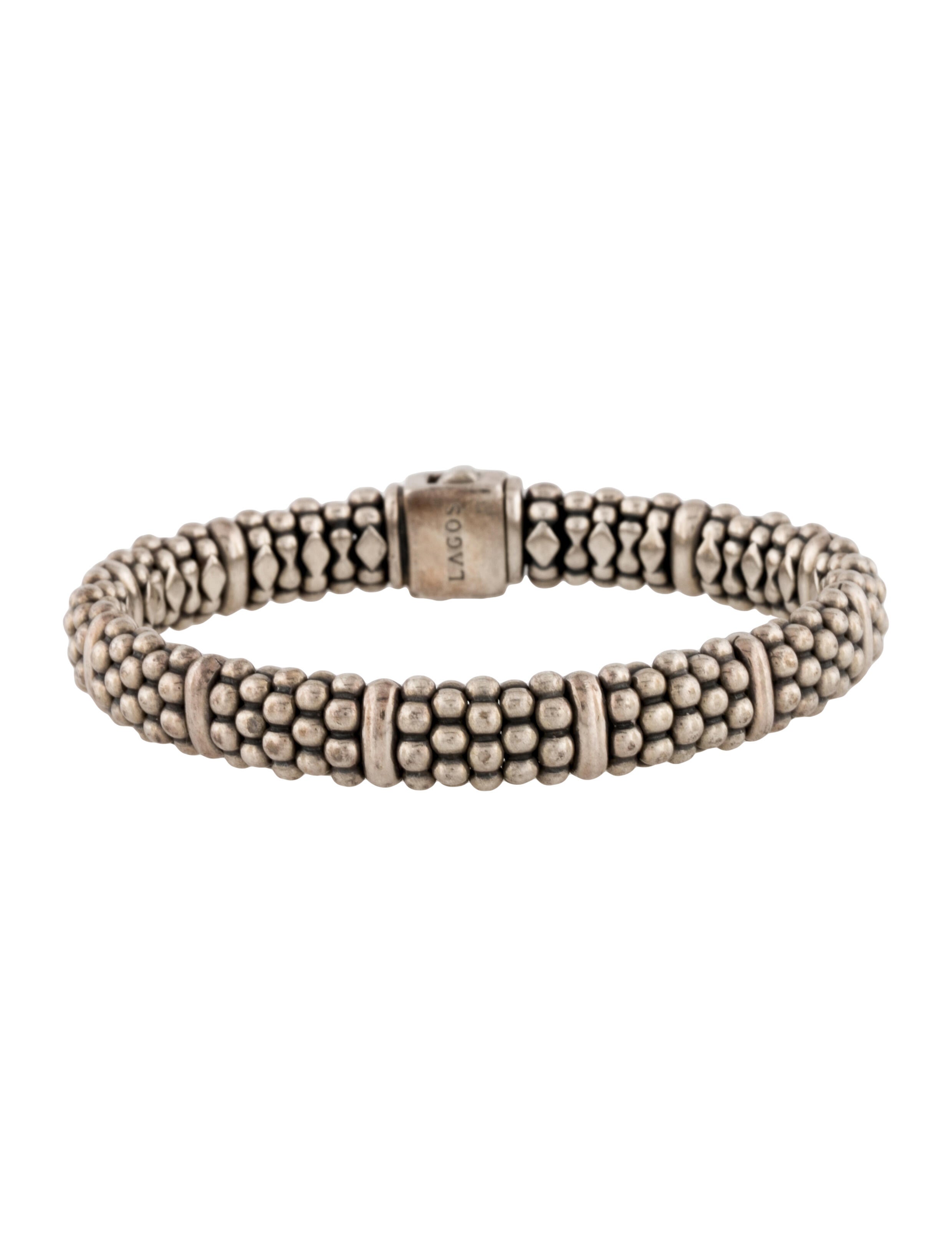 Effy Jewelry Spinal Leather Bracelet - Black, Sterling Silver Station ...