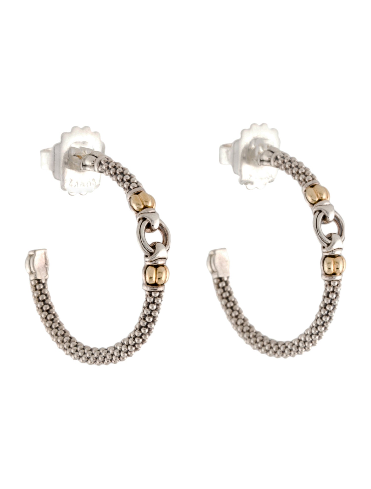 Lagos Two-Tone Caviar Hoop Earrings - 14K Yellow Gold Hoop, Earrings ...