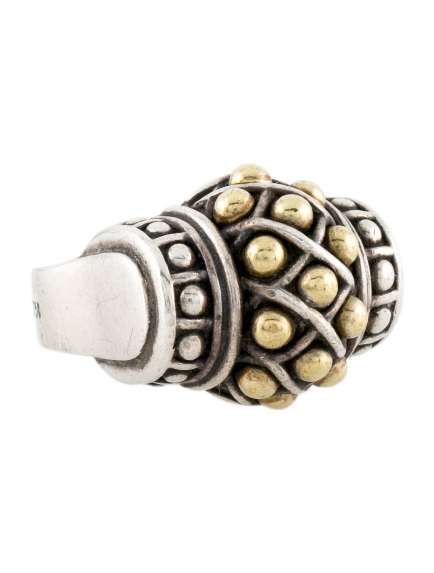 Lagos Two-Tone Link Band - 18K Yellow Gold Band, Rings - LAG35699 | The ...