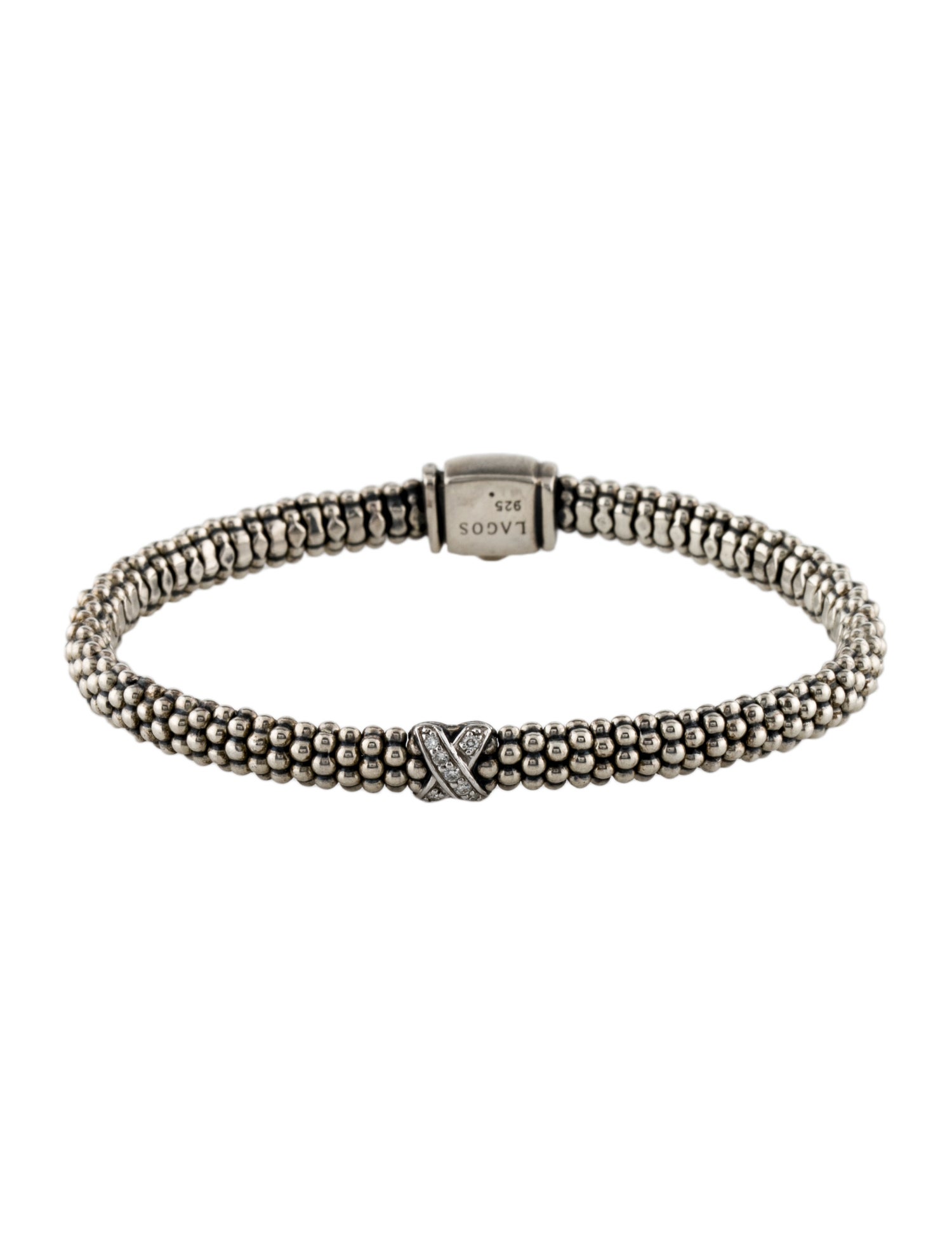 Lagos Caviar Diamond X Bracelet - Sterling Silver Bangle, Bracelets ...
