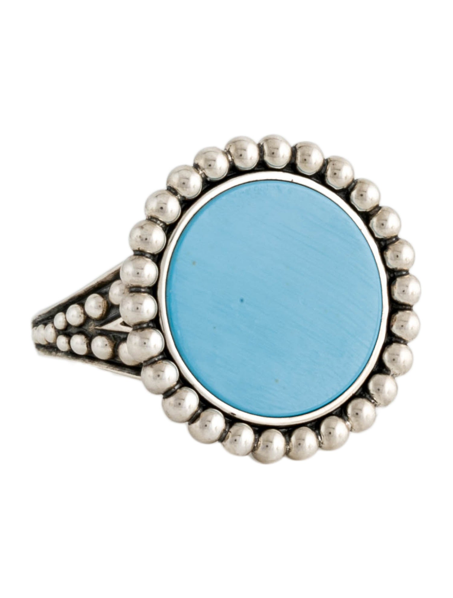 Lagos Caviar Circle Large Ceramic Ring - Blue, Sterling Silver Cocktail ...