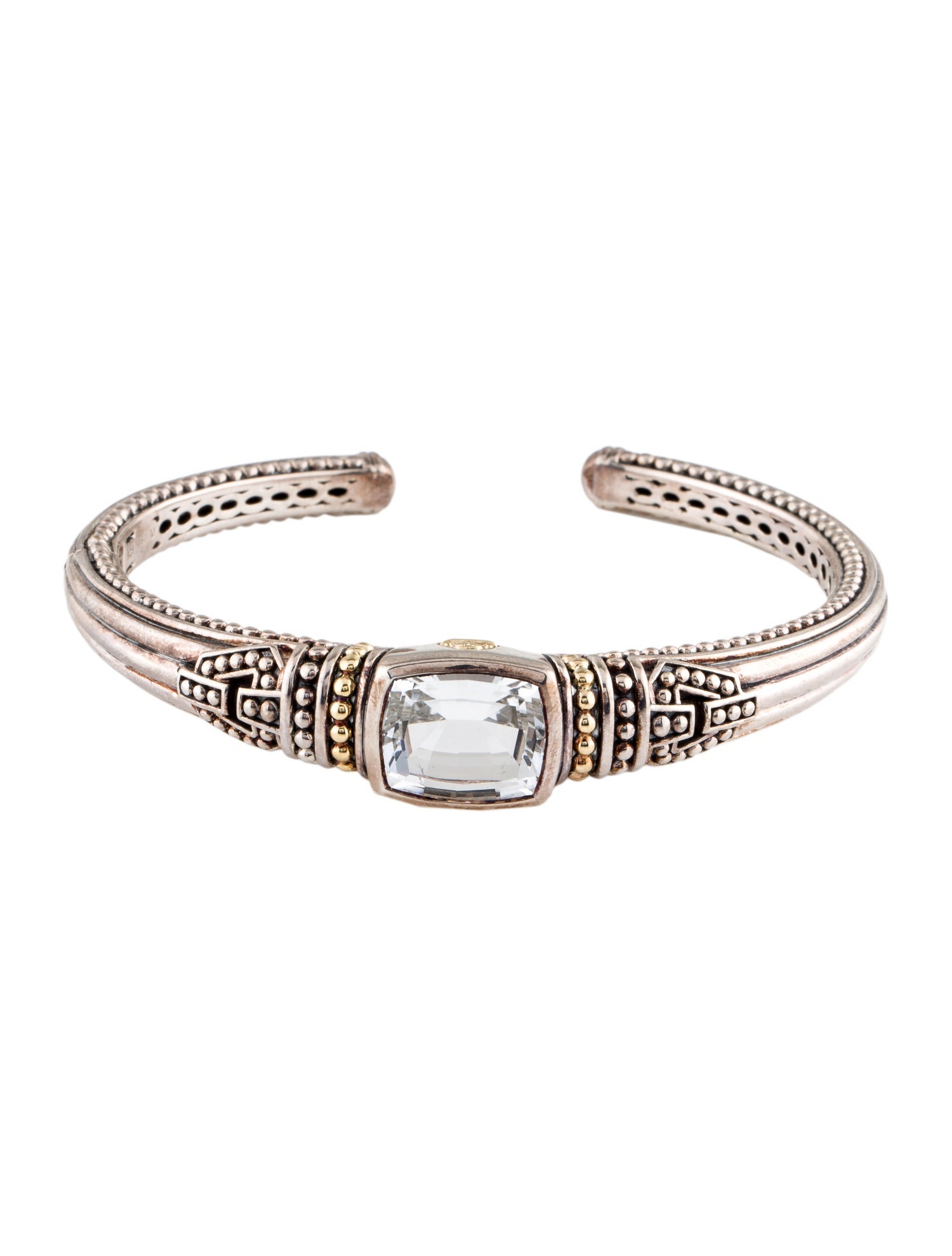 Lagos Two-Tone Topaz Caviar Cuff Bracelet - 18K Yellow Gold Cuff ...