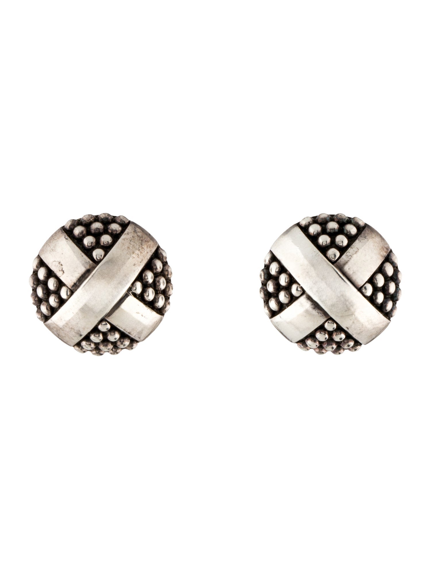 Lagos Silver Beaded Front-Back Stud Earrings - 14K Yellow Gold Stud ...