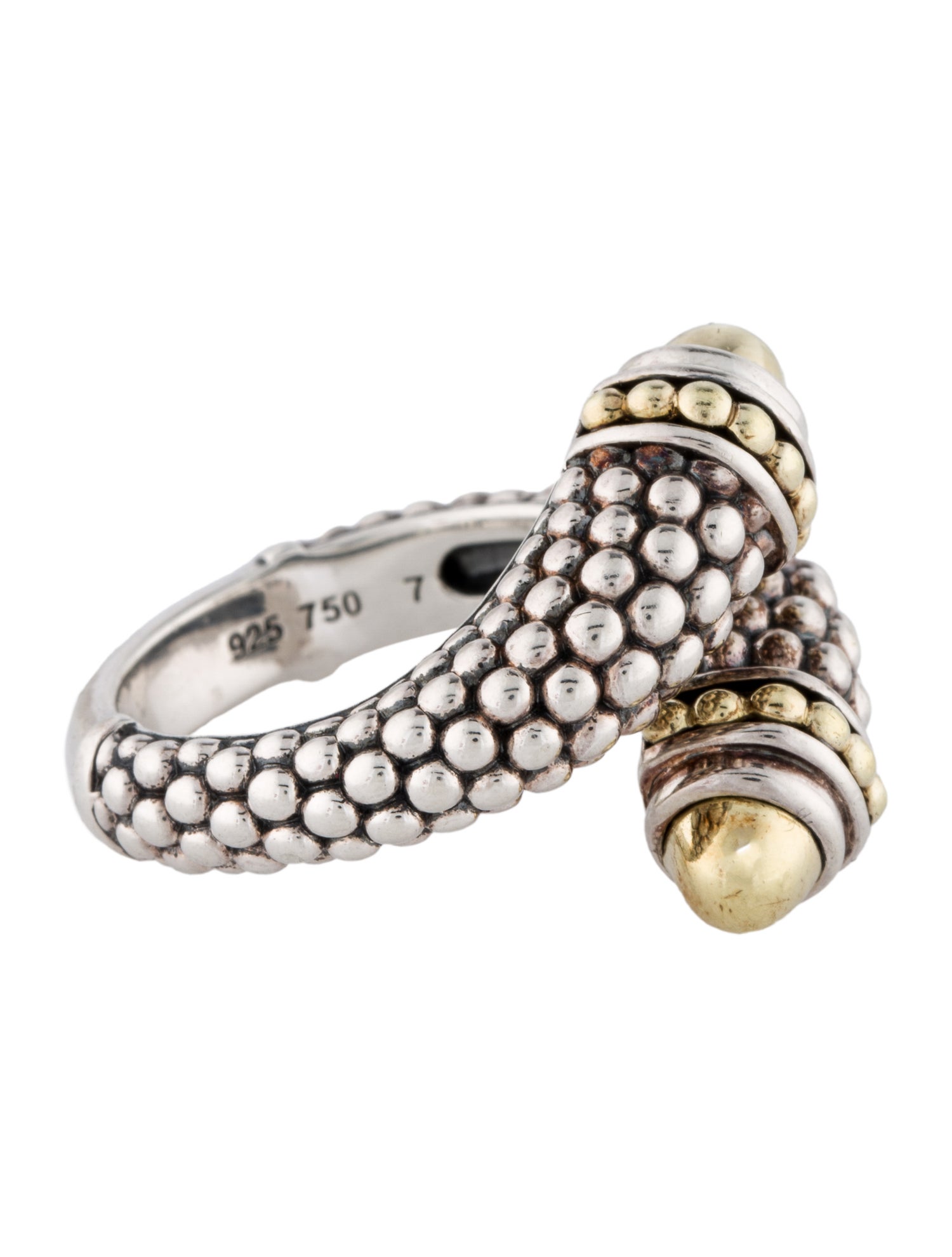 Lagos Two-Tone Crossover Signature Caviar Ring - 18K Yellow Gold ...