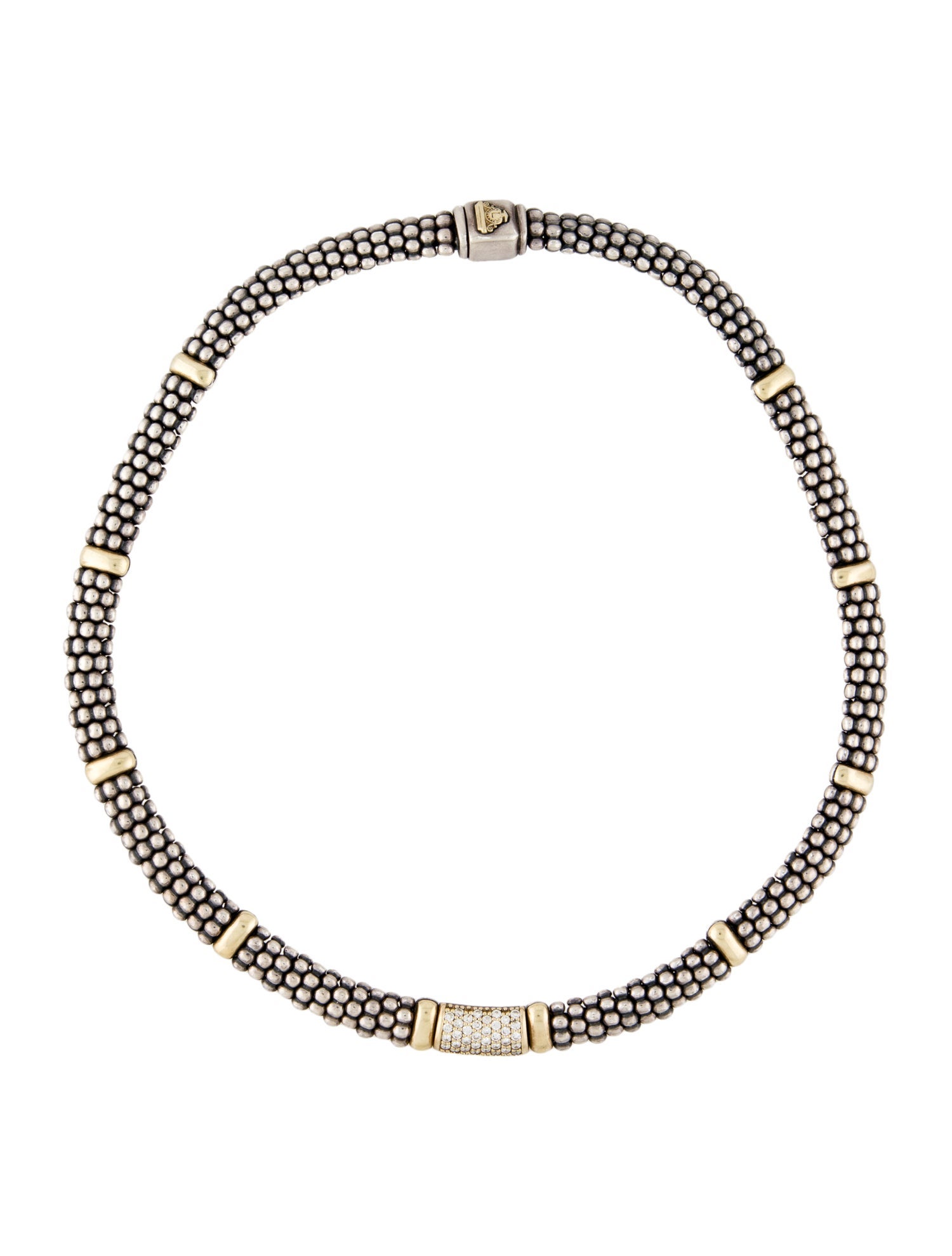 Lagos Diamond Caviar Collar Necklace - 18K Yellow Gold Chain, Necklaces ...