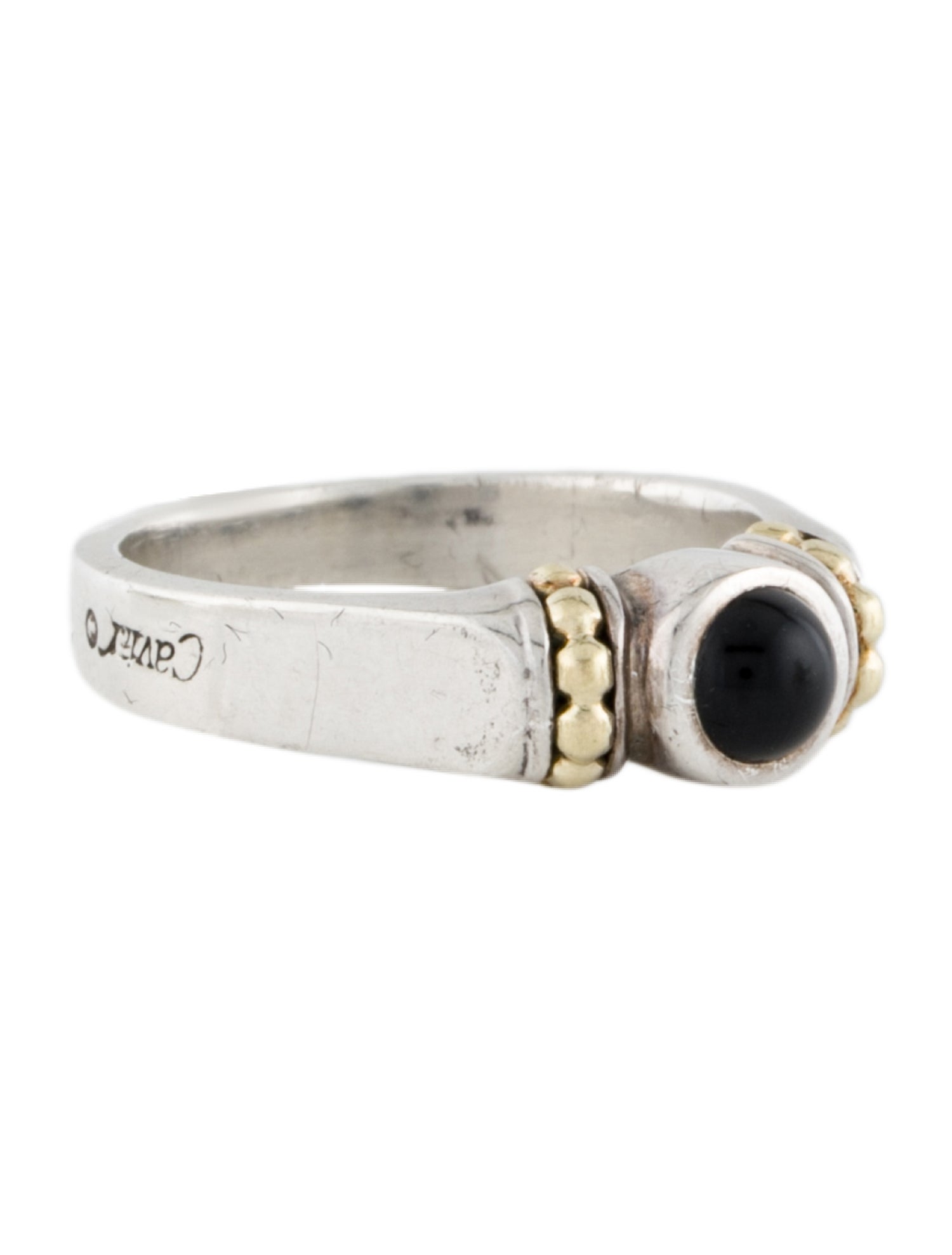 Lagos Two-Tone Caviar Onyx Cocktail Ring - 18K Yellow Gold Band, Rings ...
