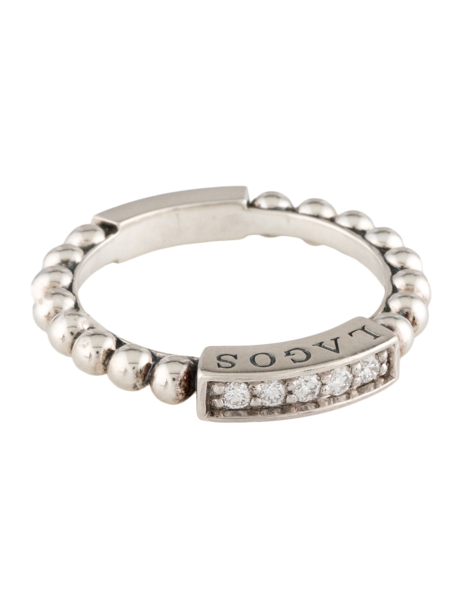 Lagos Diamond Stacking Ring - Sterling Silver Band, Rings - LAG41486 ...