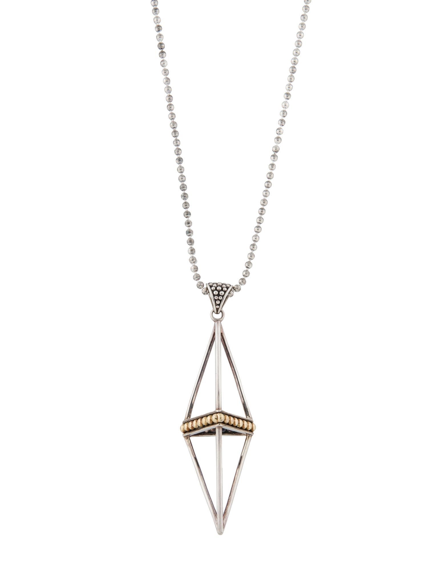 Lagos Two Tone Open Pyramid Necklace - 18K Yellow Gold Pendant Necklace ...