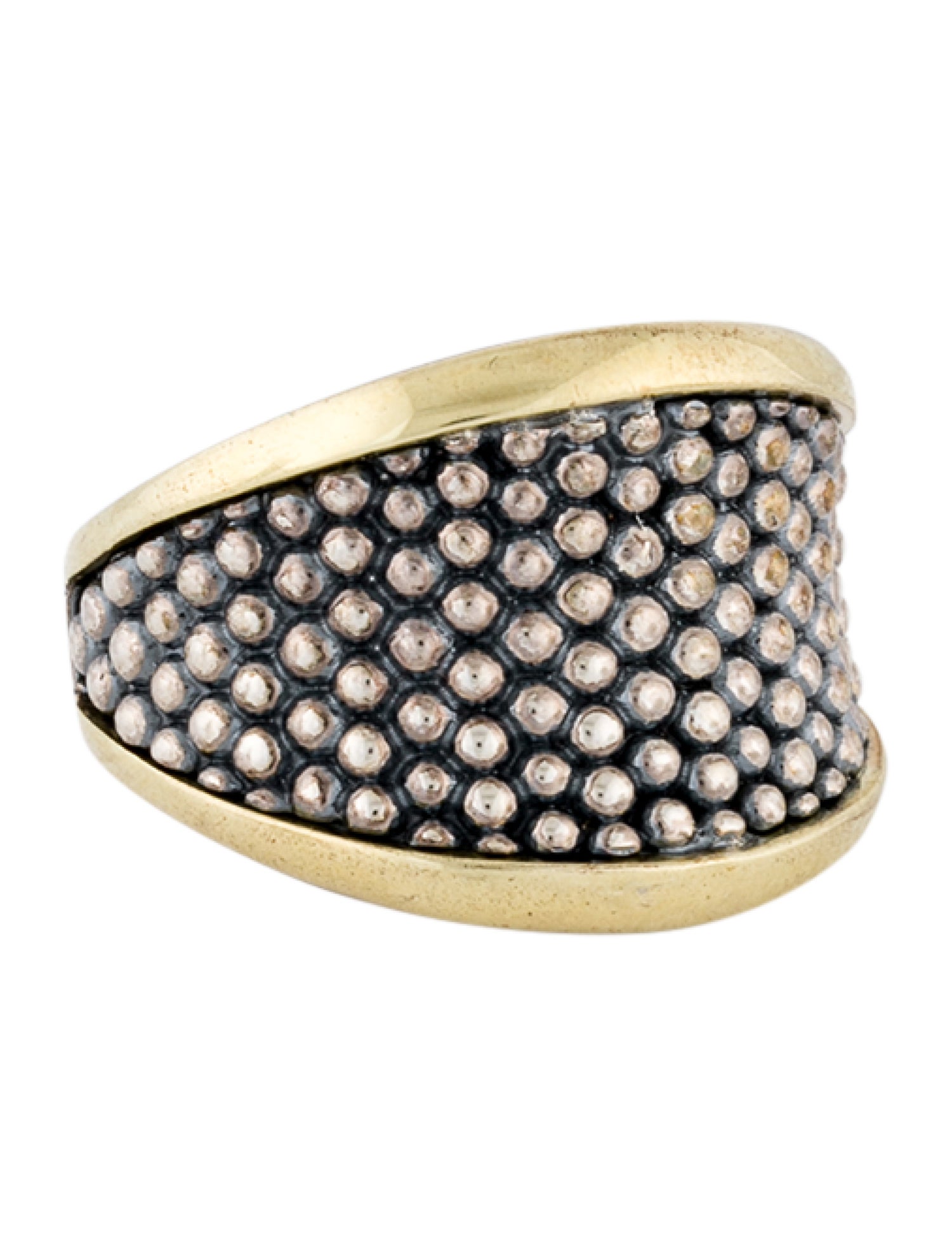 Lagos Two-Tone Wide Band Caviar Saddle Ring - Sterling Silver Band ...