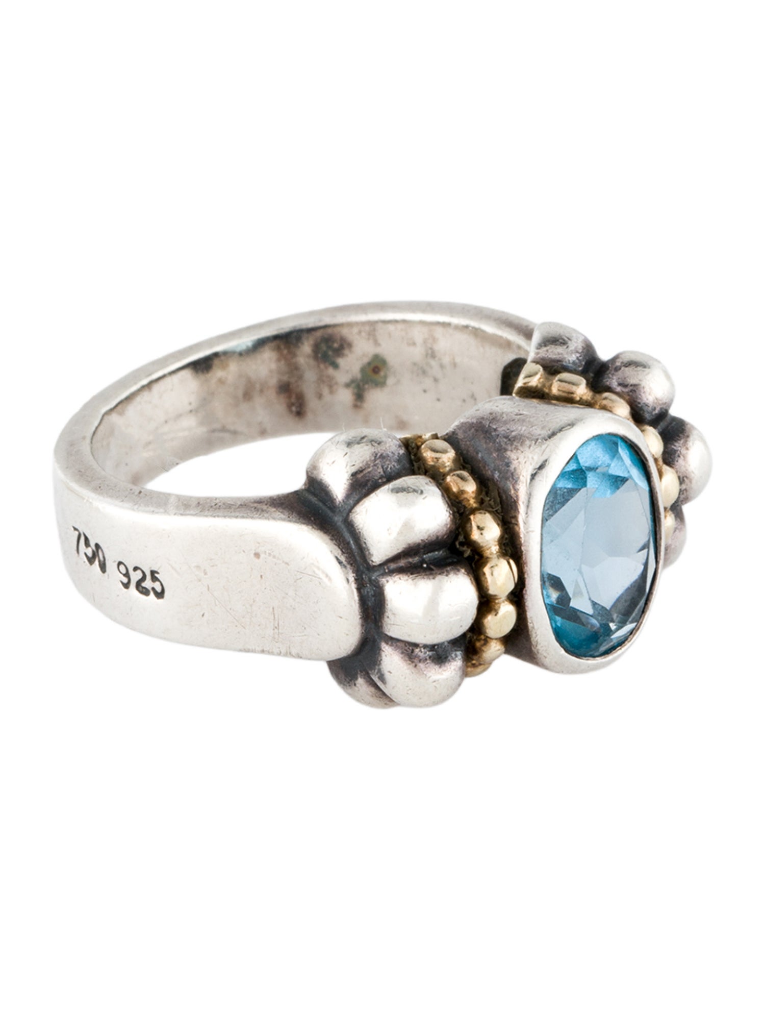 Lagos 2.05ct Topaz Two-Tone Caviar Ring - 18K Yellow Gold Cocktail Ring ...