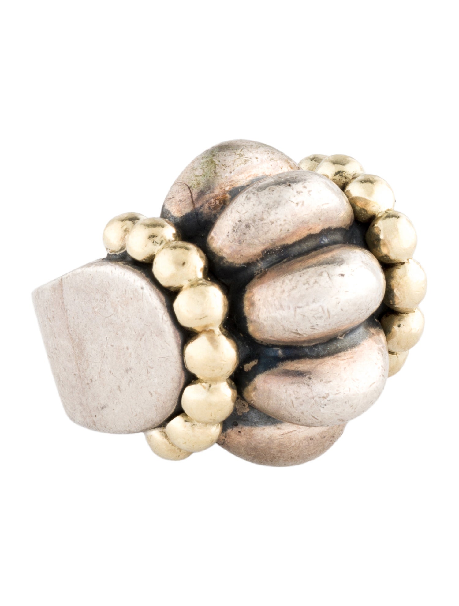 Lagos Two-Tone Fluted Caviar Cocktail Ring - 18K Yellow Gold Cocktail ...