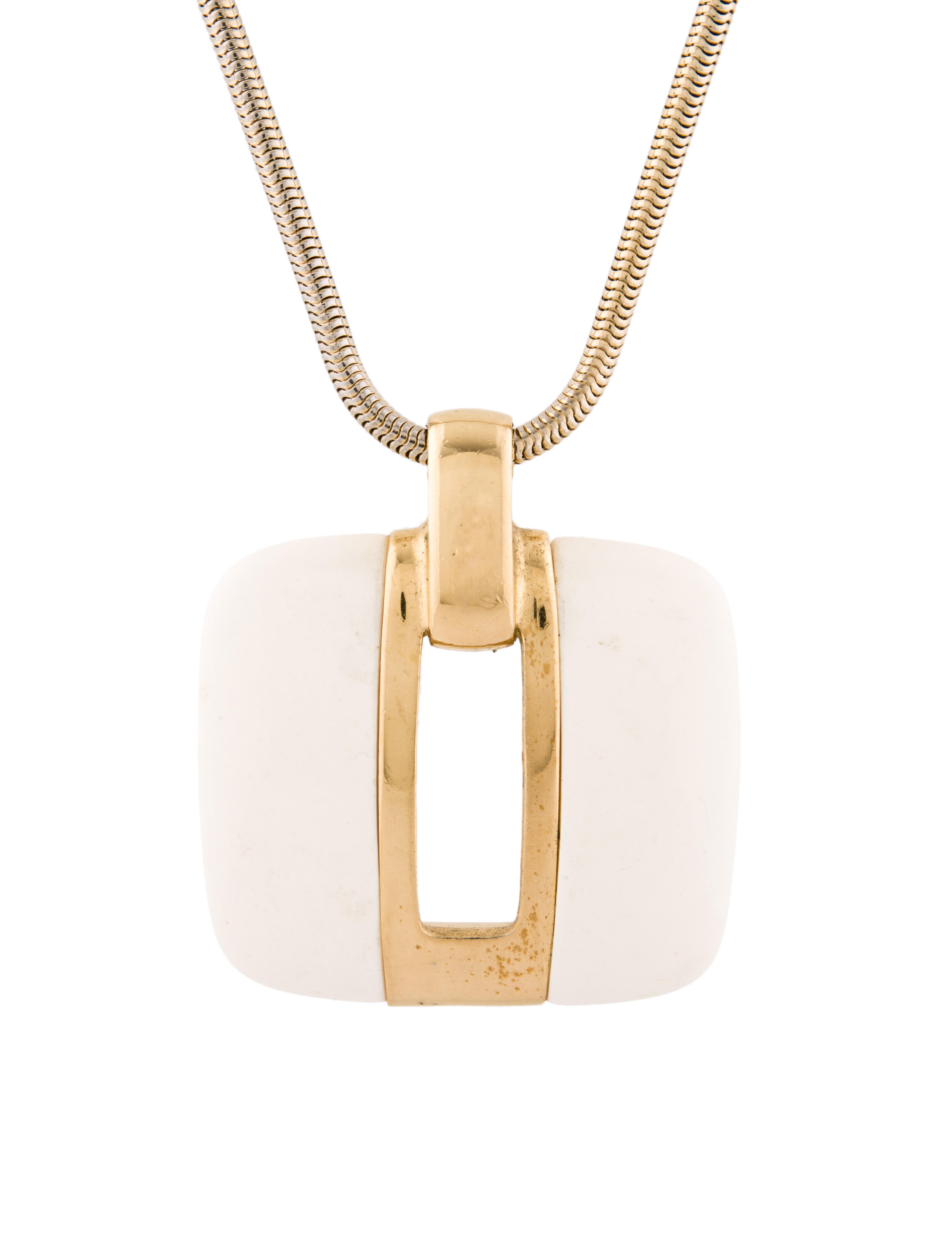 Lanvin Crystal Heart Pendant Necklace - Brass Pendant Necklace ...