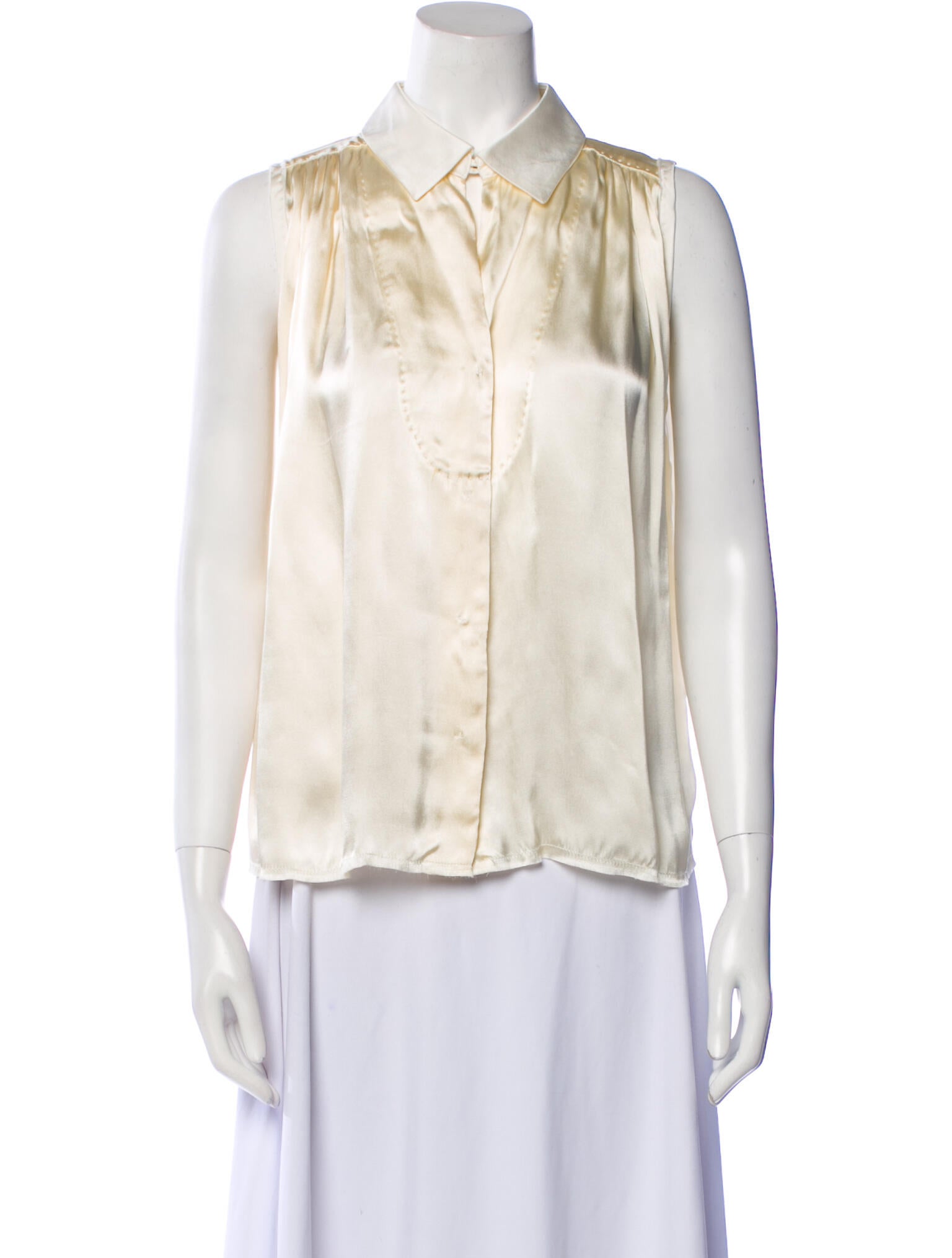 Lanvin Silk Sleeveless Top - White Tops, Clothing - LAN58666 | The RealReal