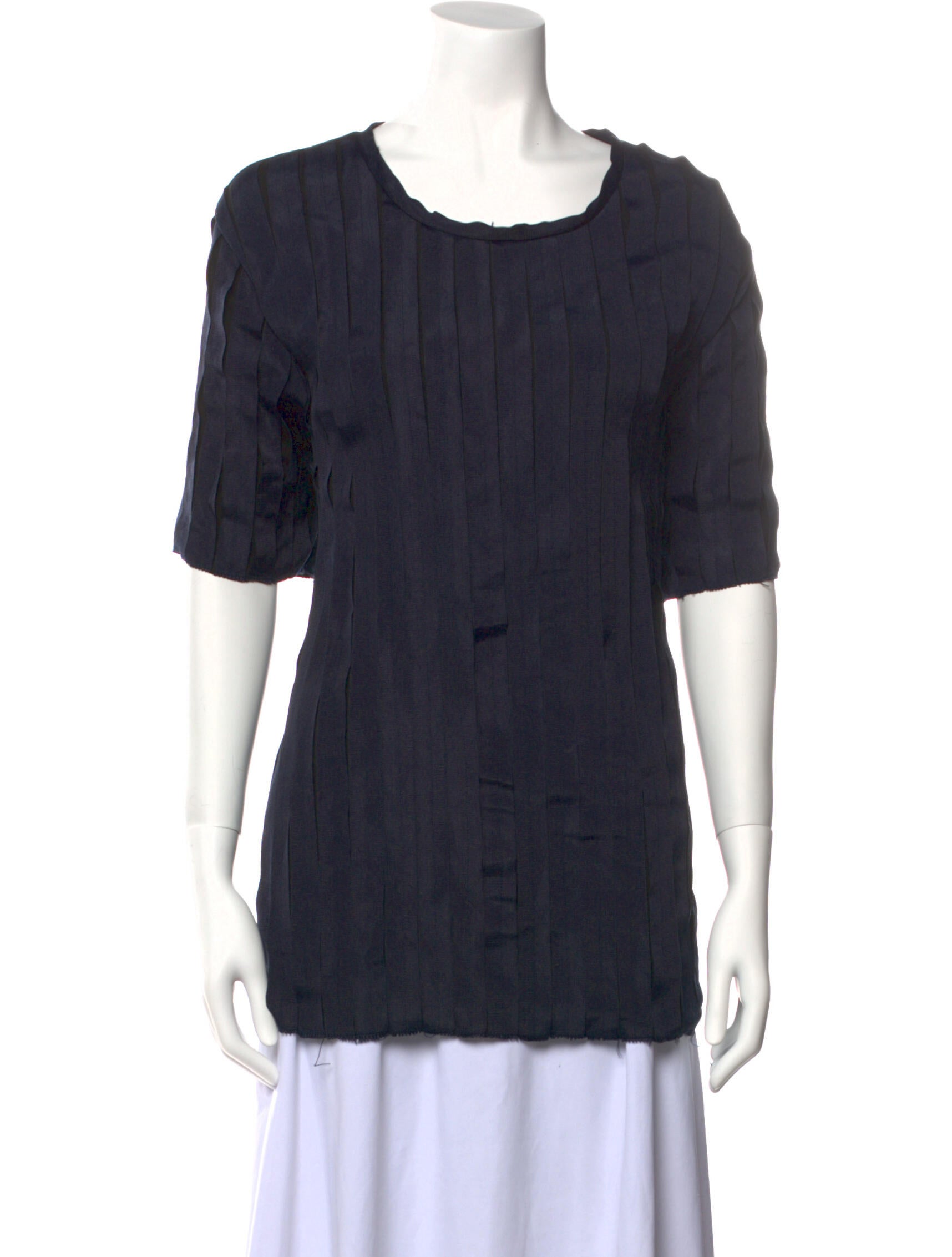 Lanvin Scoop Neck Short Sleeve Blouse - Blue Tops, Clothing - LAN169867 ...