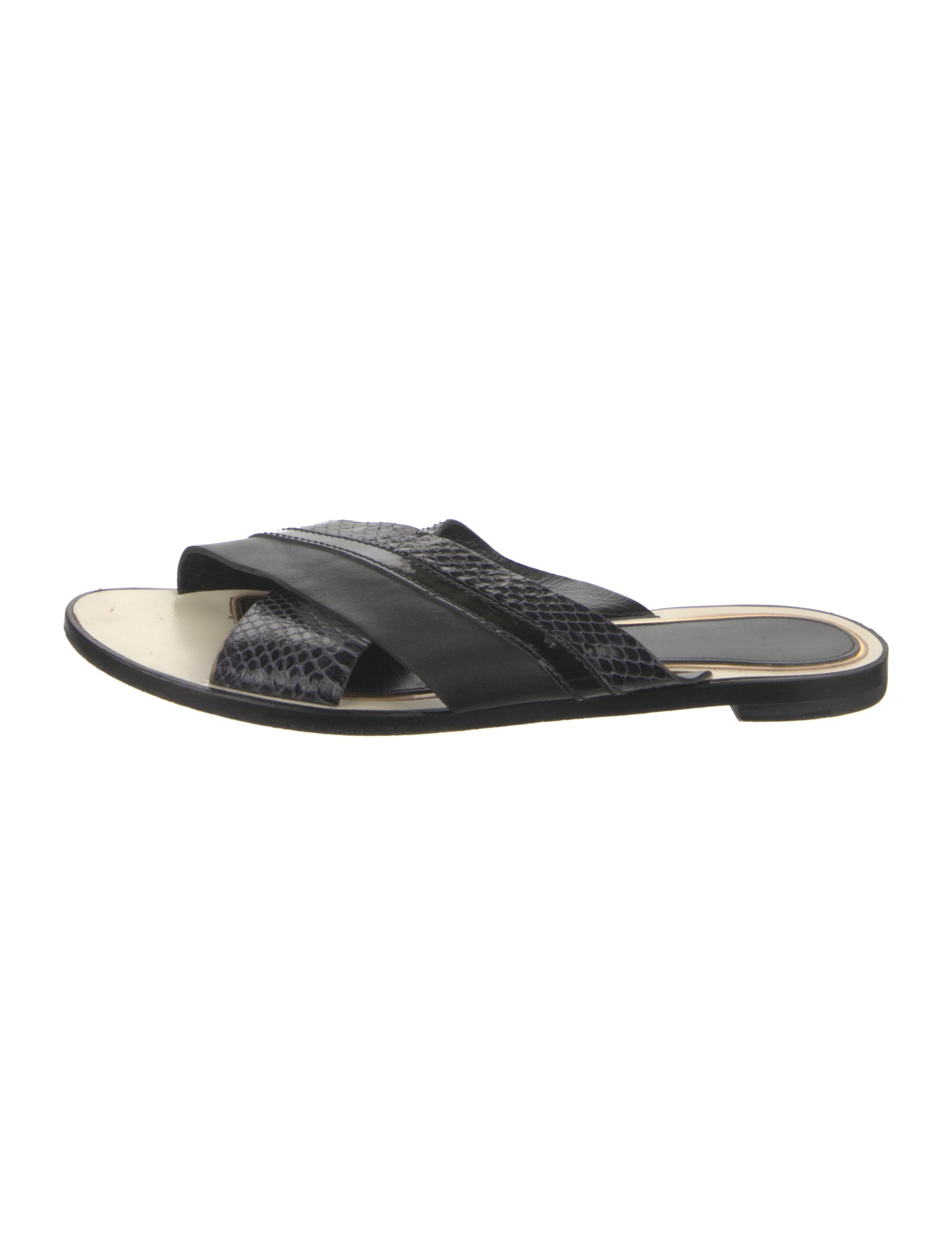 Lanvin Leather Animal Print Slides - Black Sandals, Shoes - LAN181152 ...