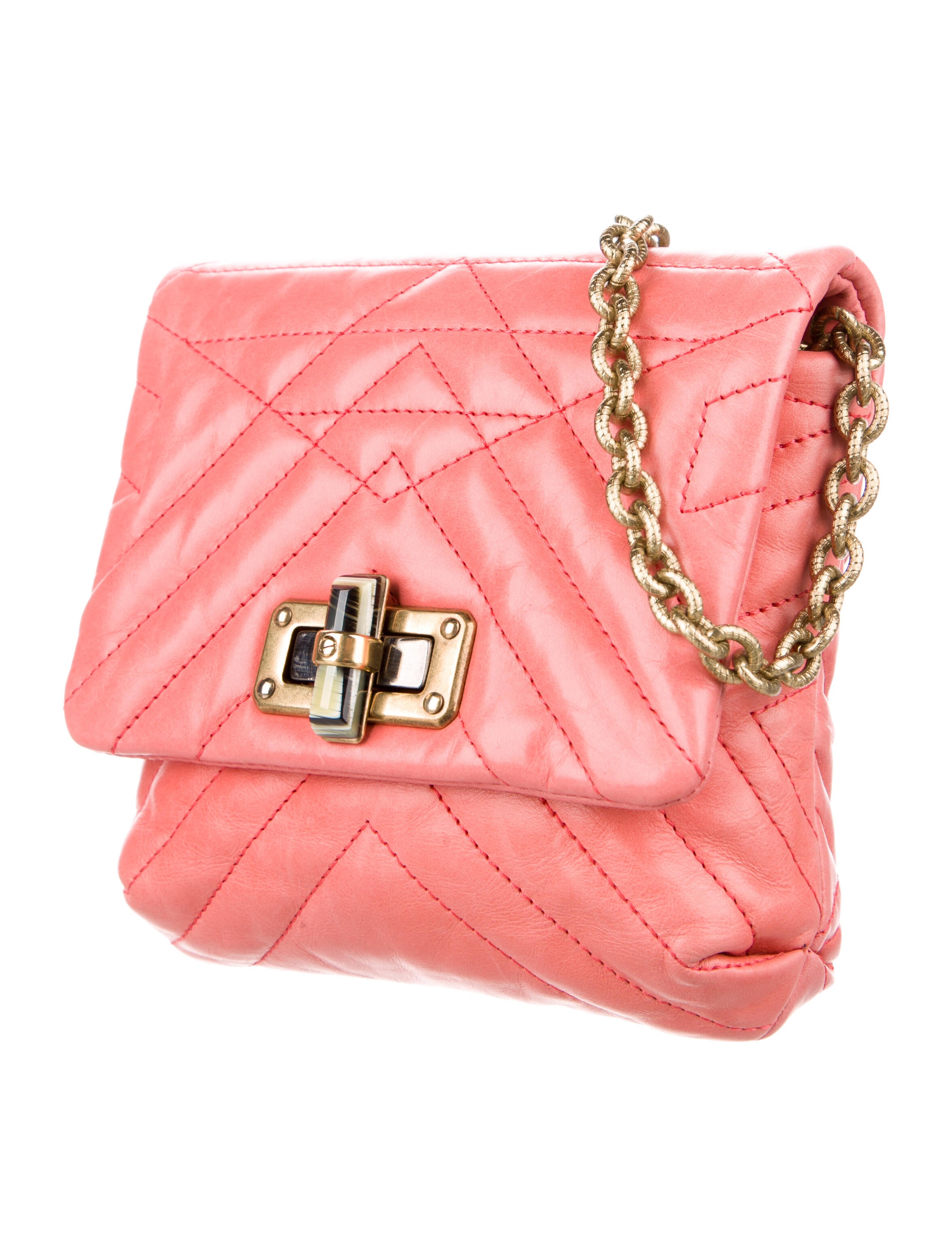 Lanvin Leather Chain-Link Shoulder Bag - Pink Shoulder Bags, Handbags ...