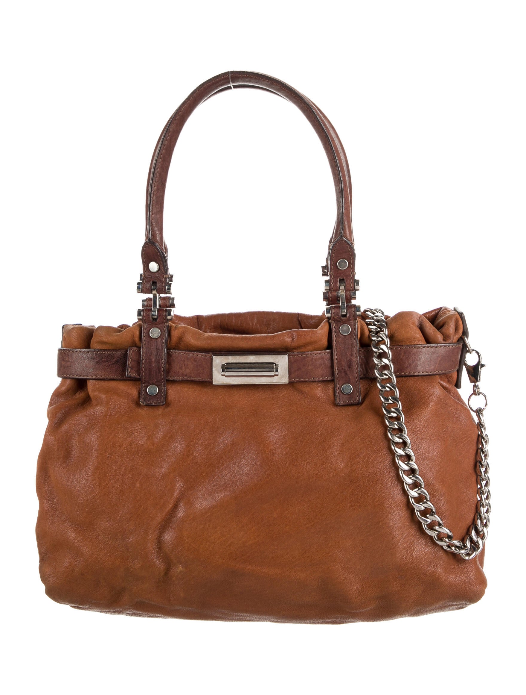 Lanvin Chain-Link Leather Shoulder Bag - Brown Shoulder Bags, Handbags ...