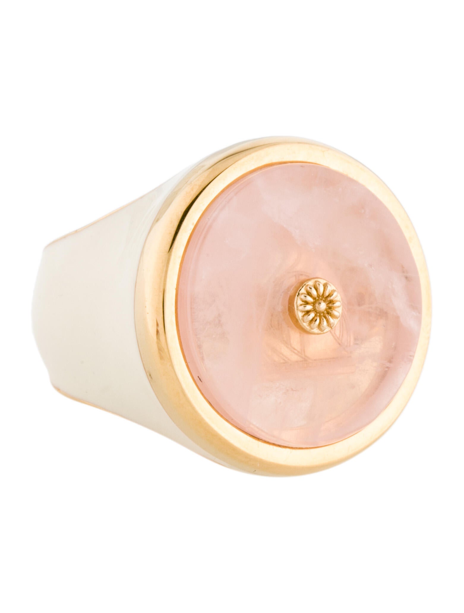 Lanvin Enamel Signet Ring w/ Tags - Pink, Gold-Tone Metal Signet Ring ...